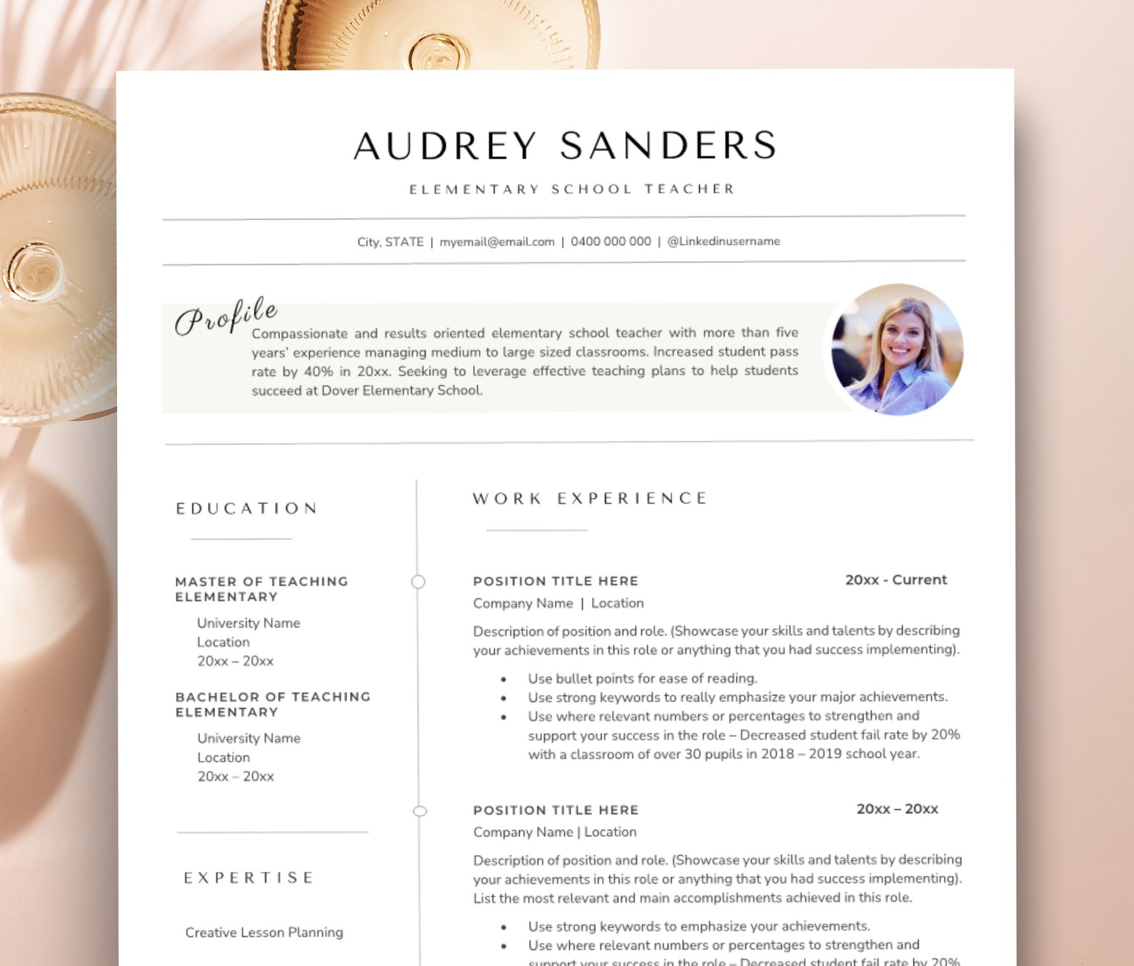 Education Resume Template, Teacher Resume Template, Word & Pages ...