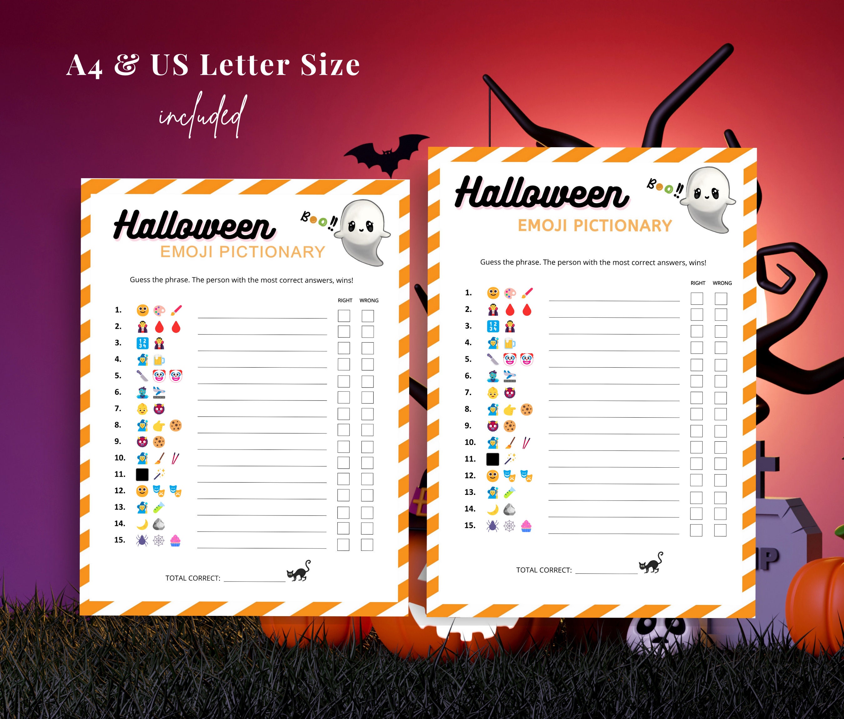 Halloween Emoji Pictionary, Halloween Emoji Game, Halloween Printable ...