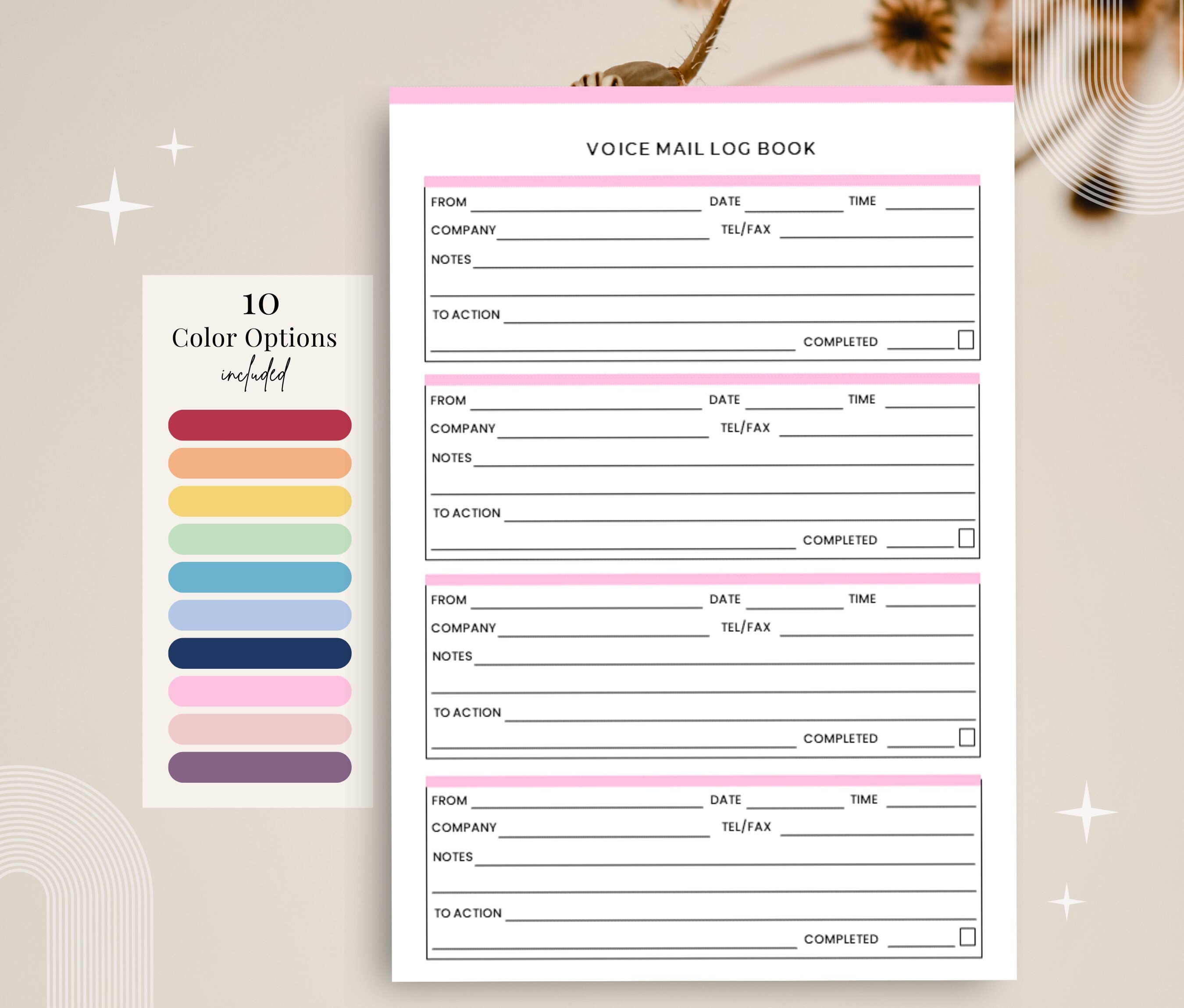 Voicemail Log, Phone Call Message Log, Phone Log, While You Were Out ...
