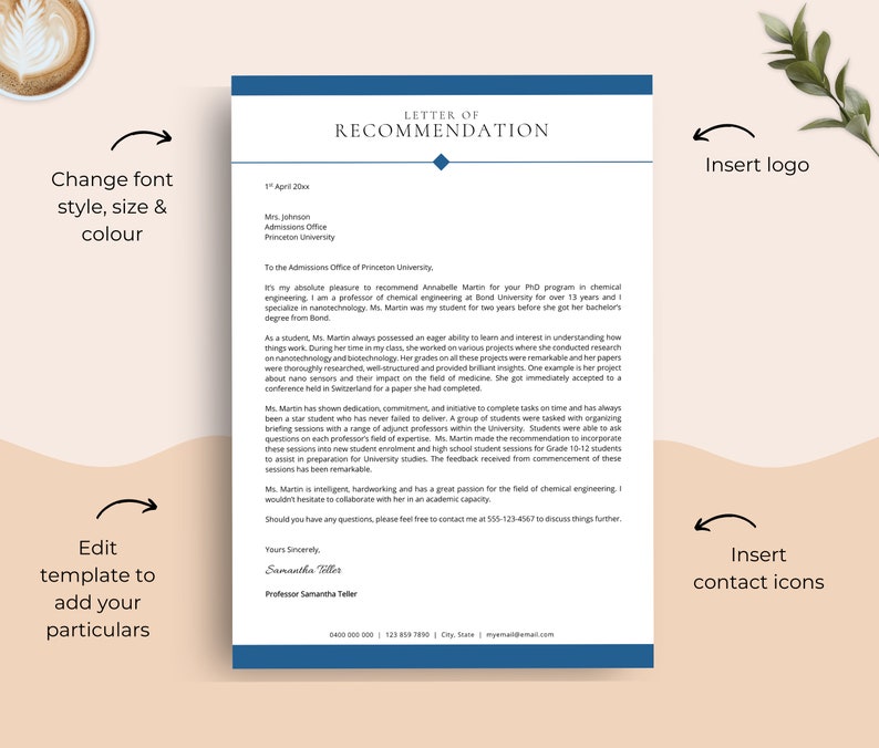 Letter of Recommendation for a High School Student, College Admission ...