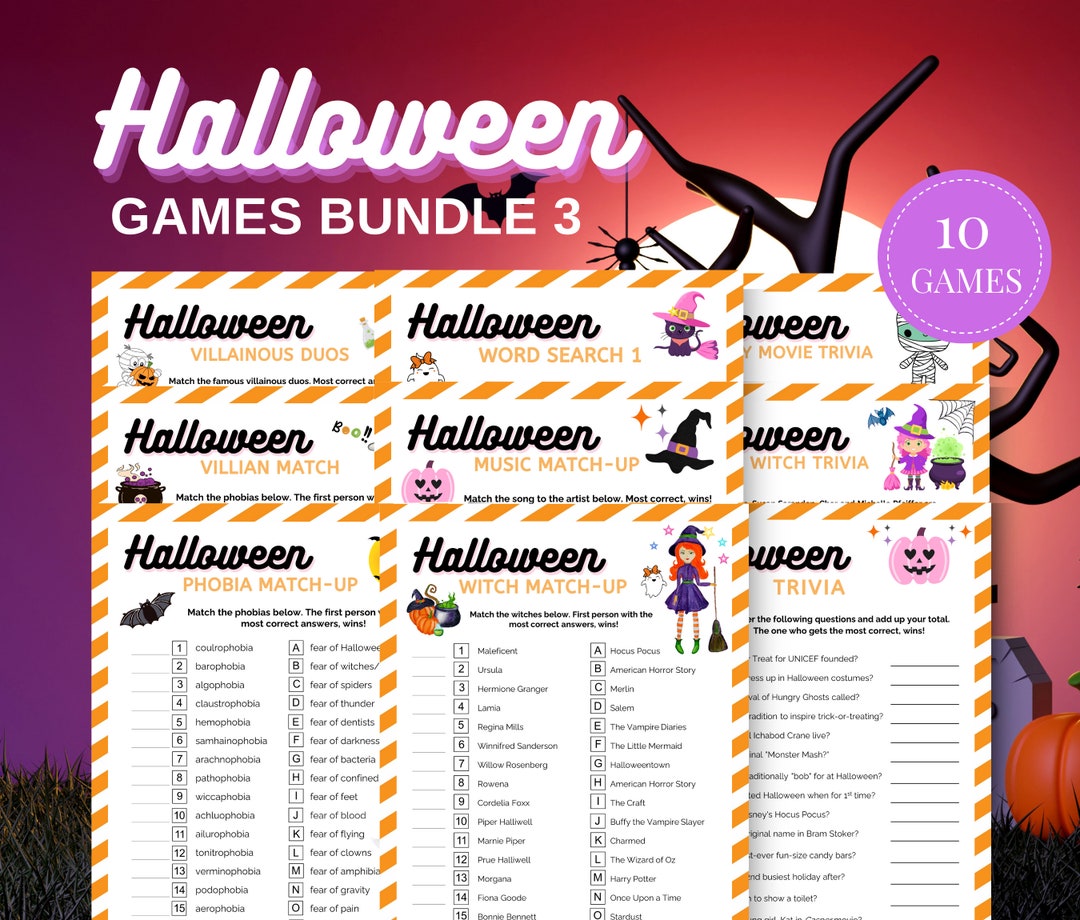 Printable Halloween Game, Halloween Game Bundle, Halloween Party Game ...