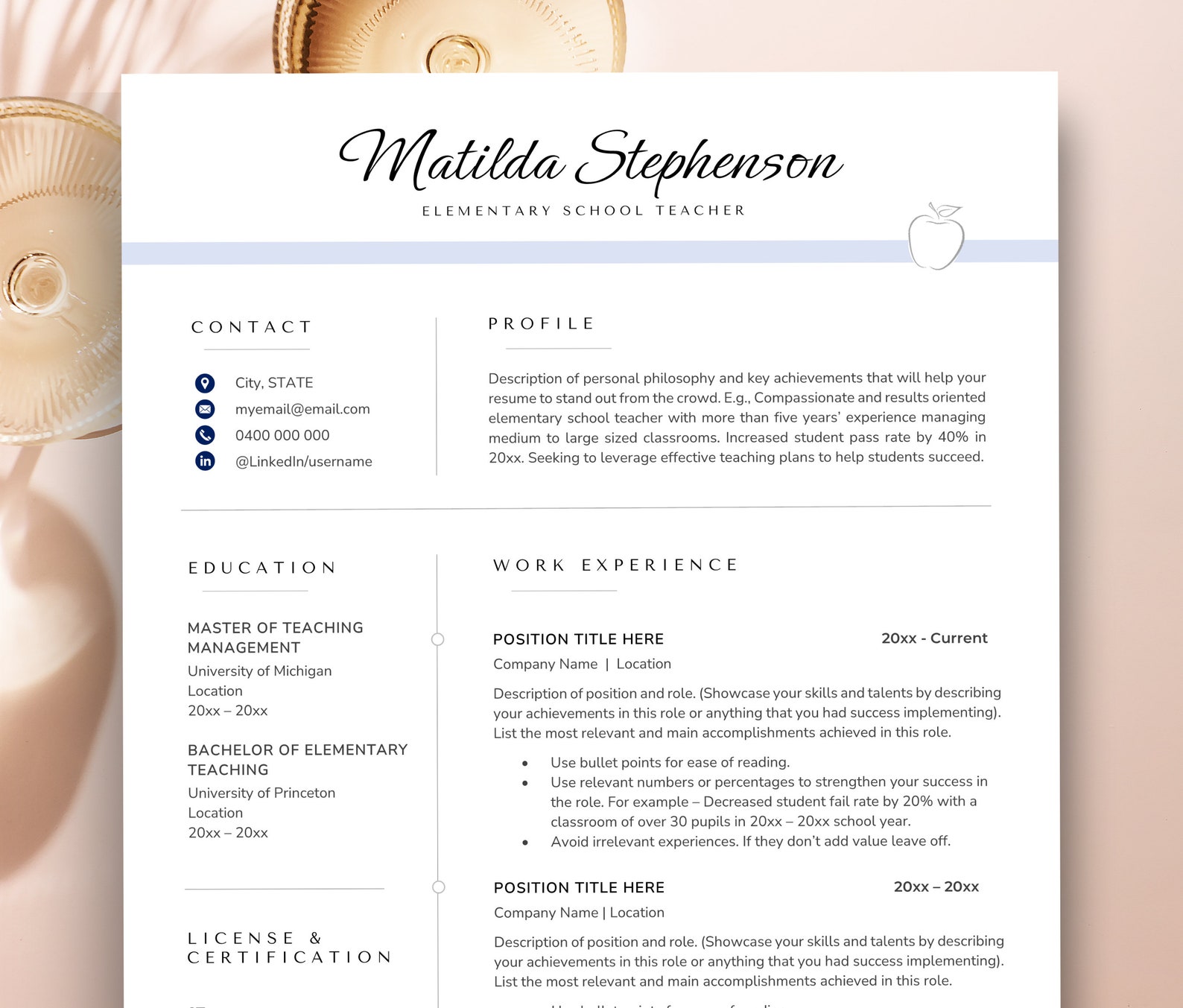 Educator Resume Template CV Template Teacher, Teaching Resume Template ...