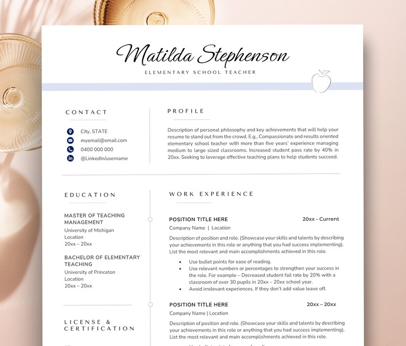 Educator Resume Template CV Template Teacher, Teaching Resume Template ...