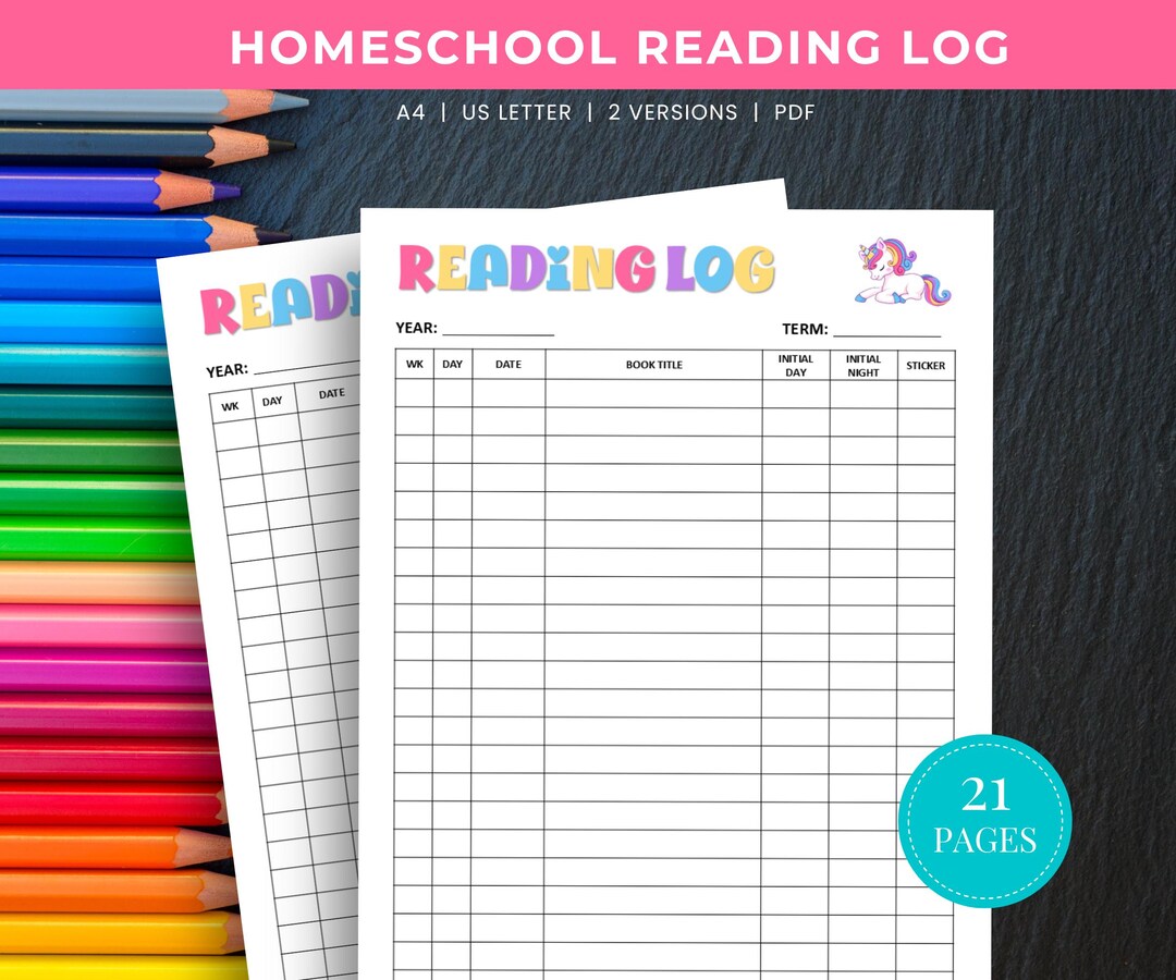 Reading Log Homeschool, Reading Log With Parent Signature, Printable ...