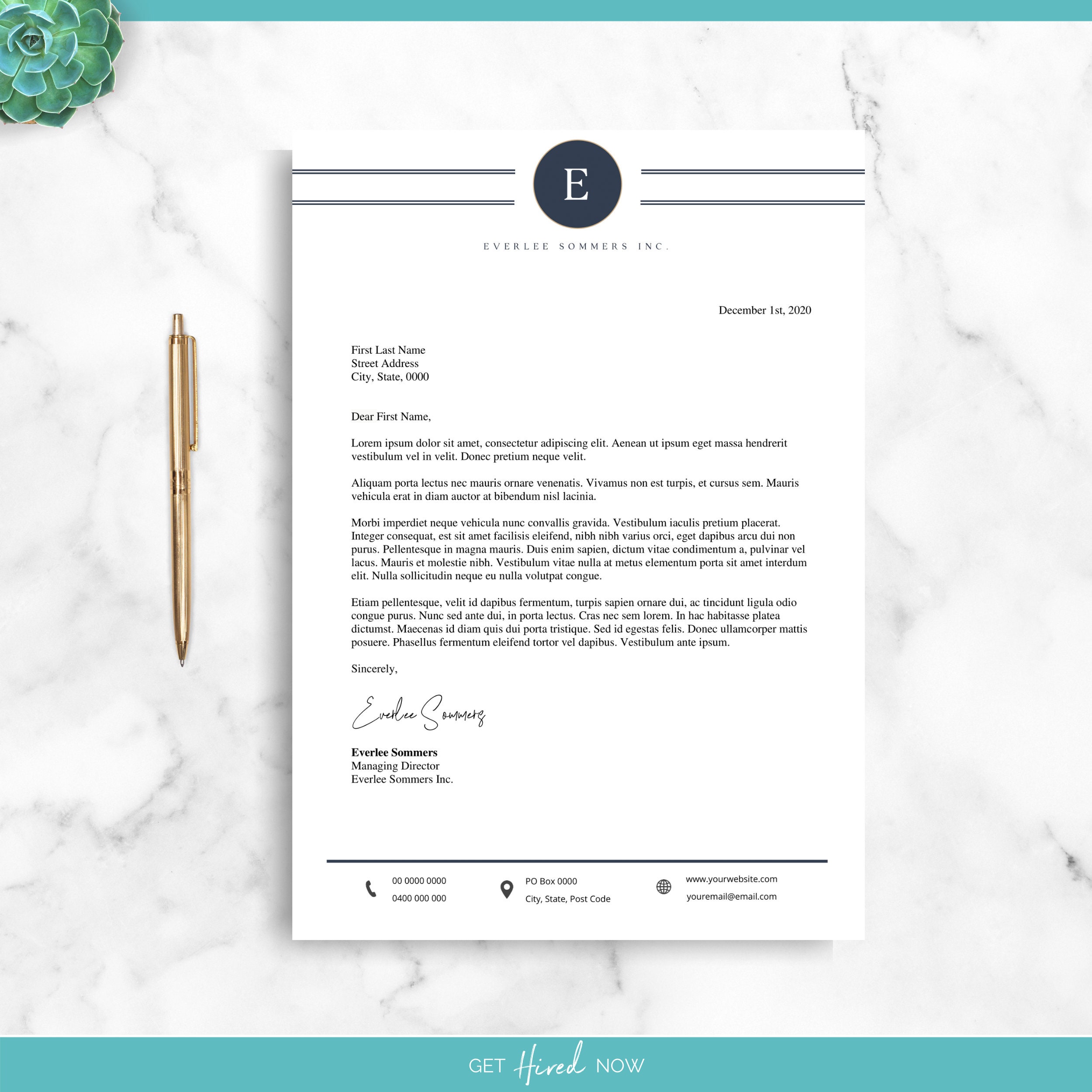 Business Letterhead Letterhead Template Word Custom | Etsy