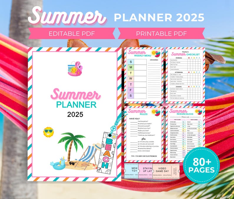 Summer Planner 2025, Editable Printable Summer Planner Template, Kids ...