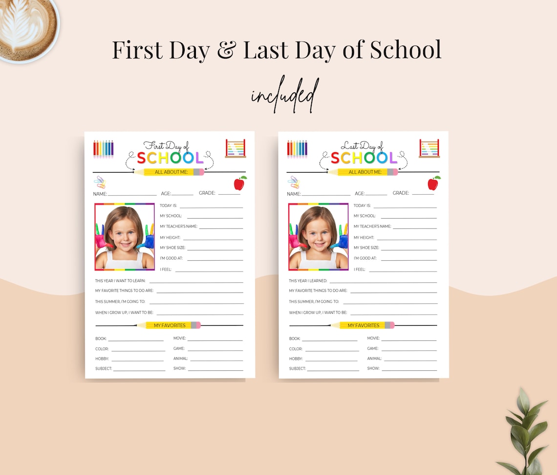 First Day of School Printable, Back to School Questionnaire, Last Day ...
