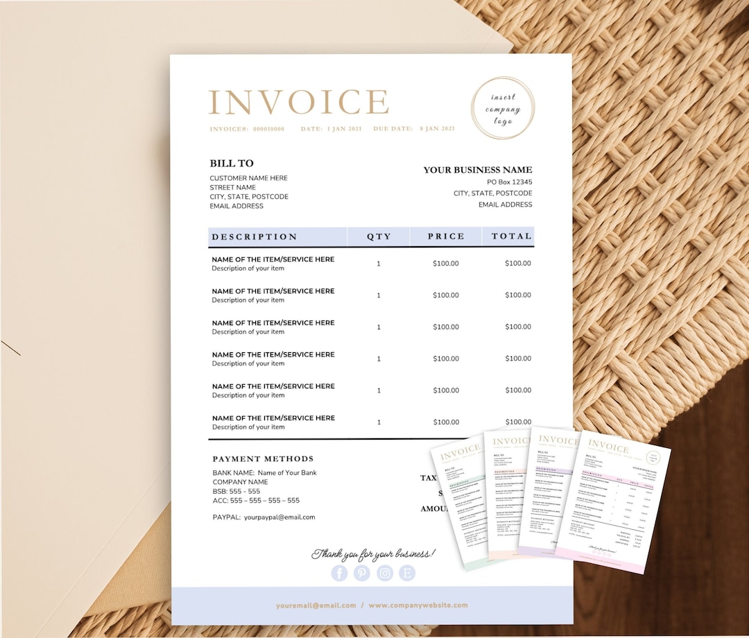 Tshirt Invoice Template, Business Invoice Template, Printable Invoice ...