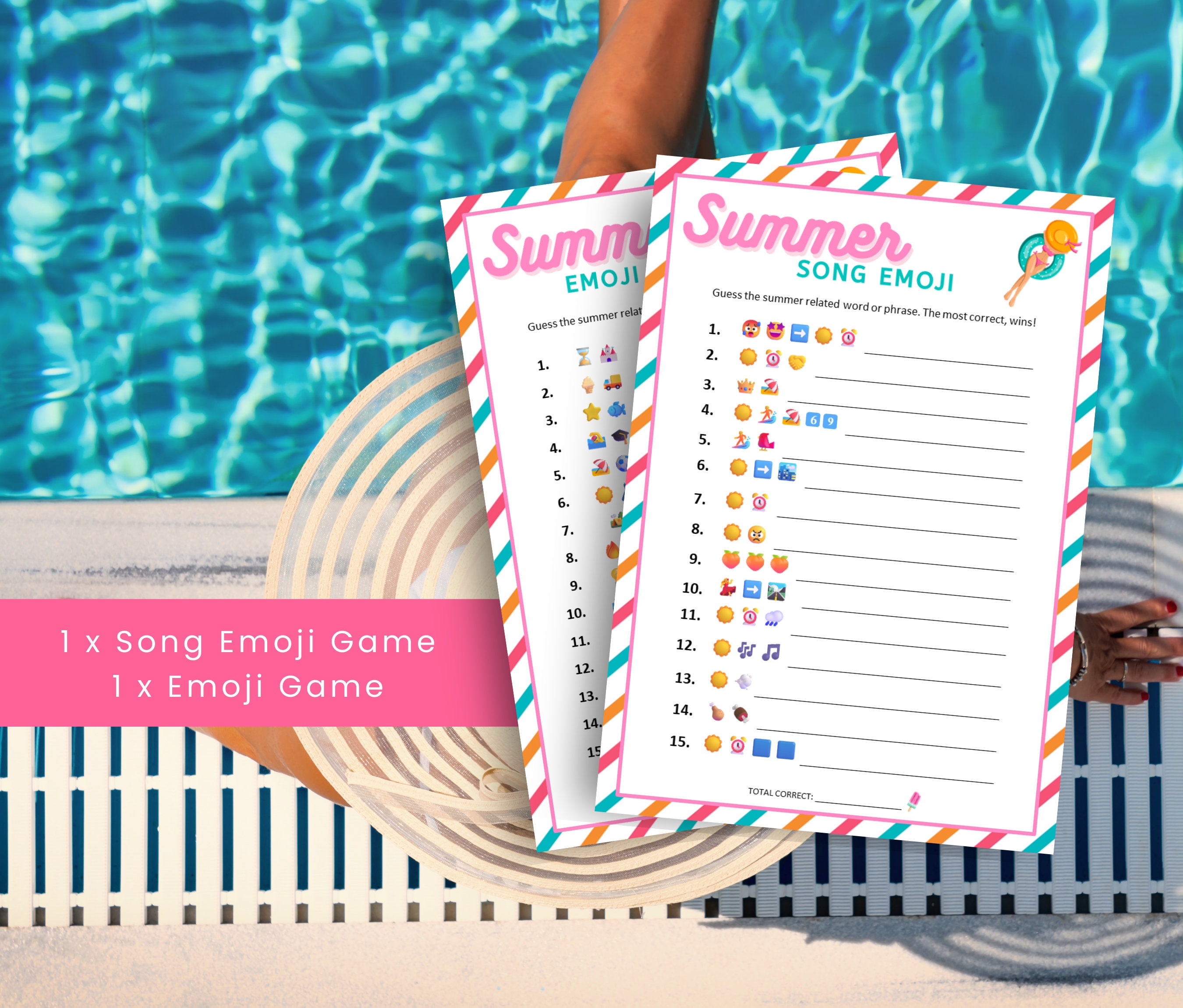 Summer Emoji Pictionary Game, Printable Summer Game, Summer Party Games ...