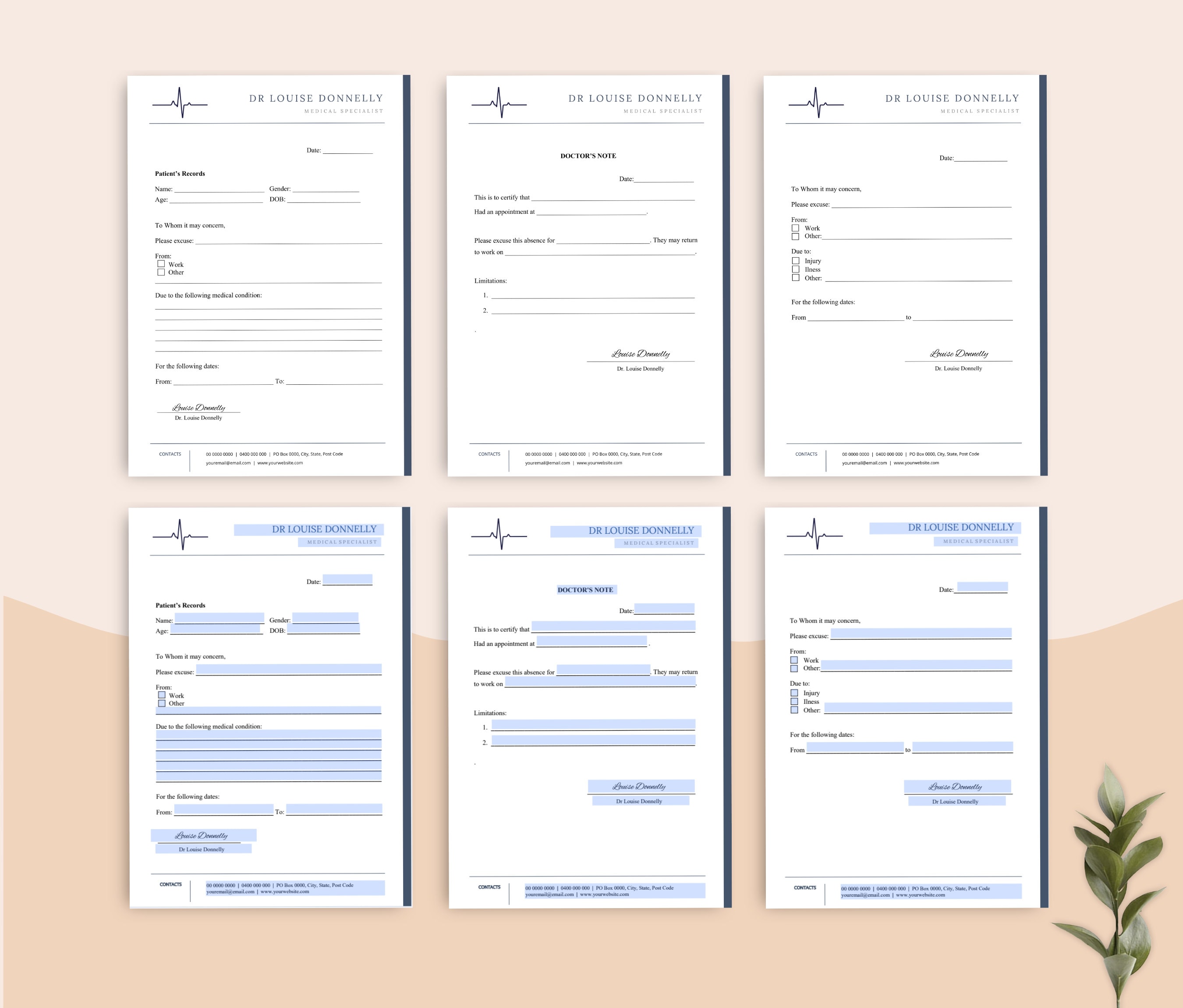 Doctors Excuse Template, Doctors Excuse for Work, Doctors Note, Medical ...