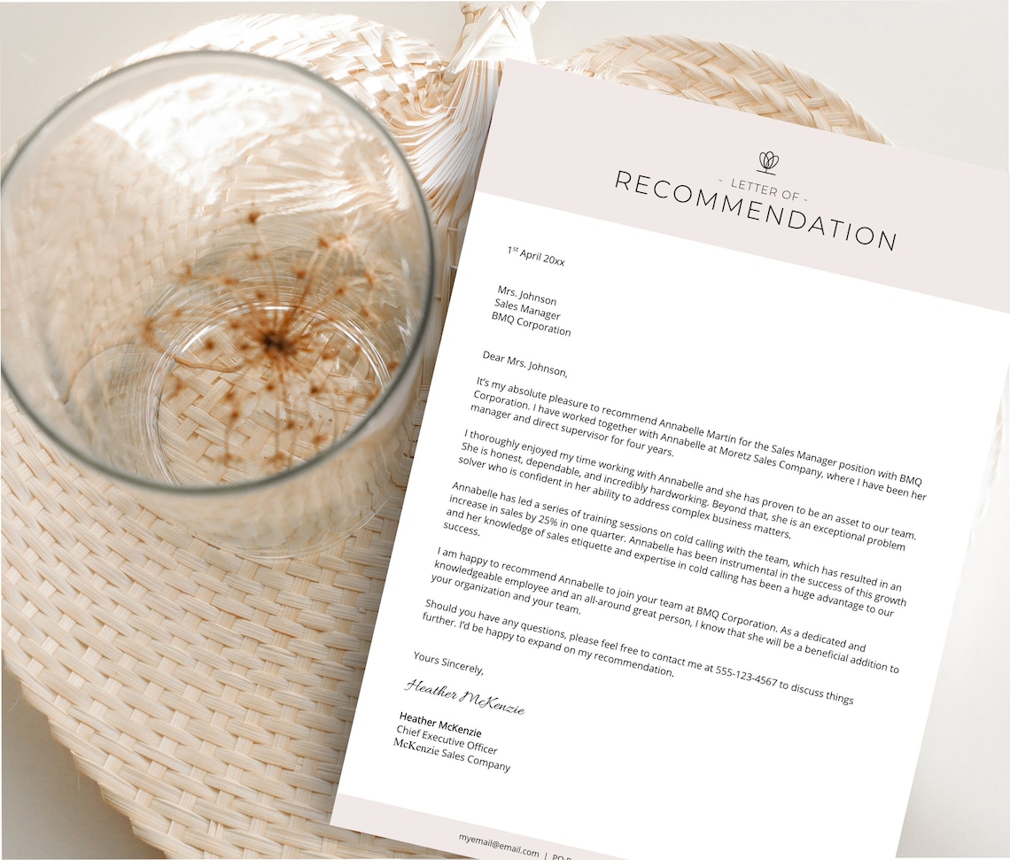 Recommendation Letter Template, Letter of Recommendation Template ...
