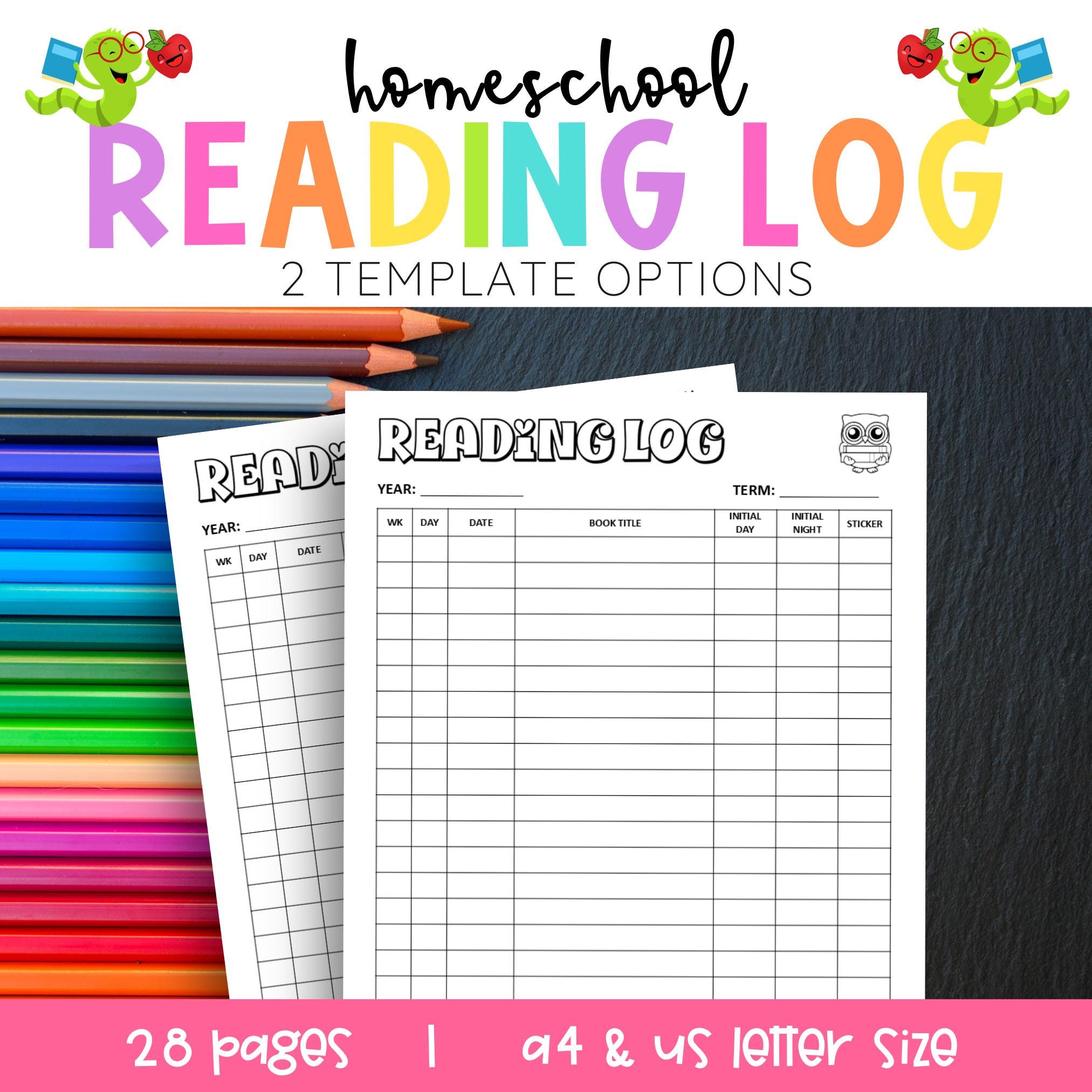 Homeschool Book Log, Printable Reading Log, Kids Reading Tracker ...