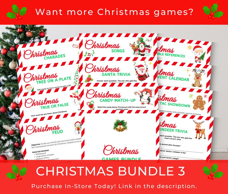 Christmas Bingo Cards, Holiday Bingo Game, Christmas Bingo Game, Winter ...