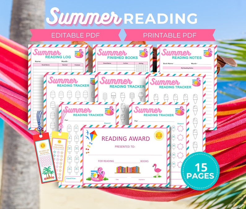 Summer Reading Chart, Printable Book Tracker, Summer Reading Challenge ...