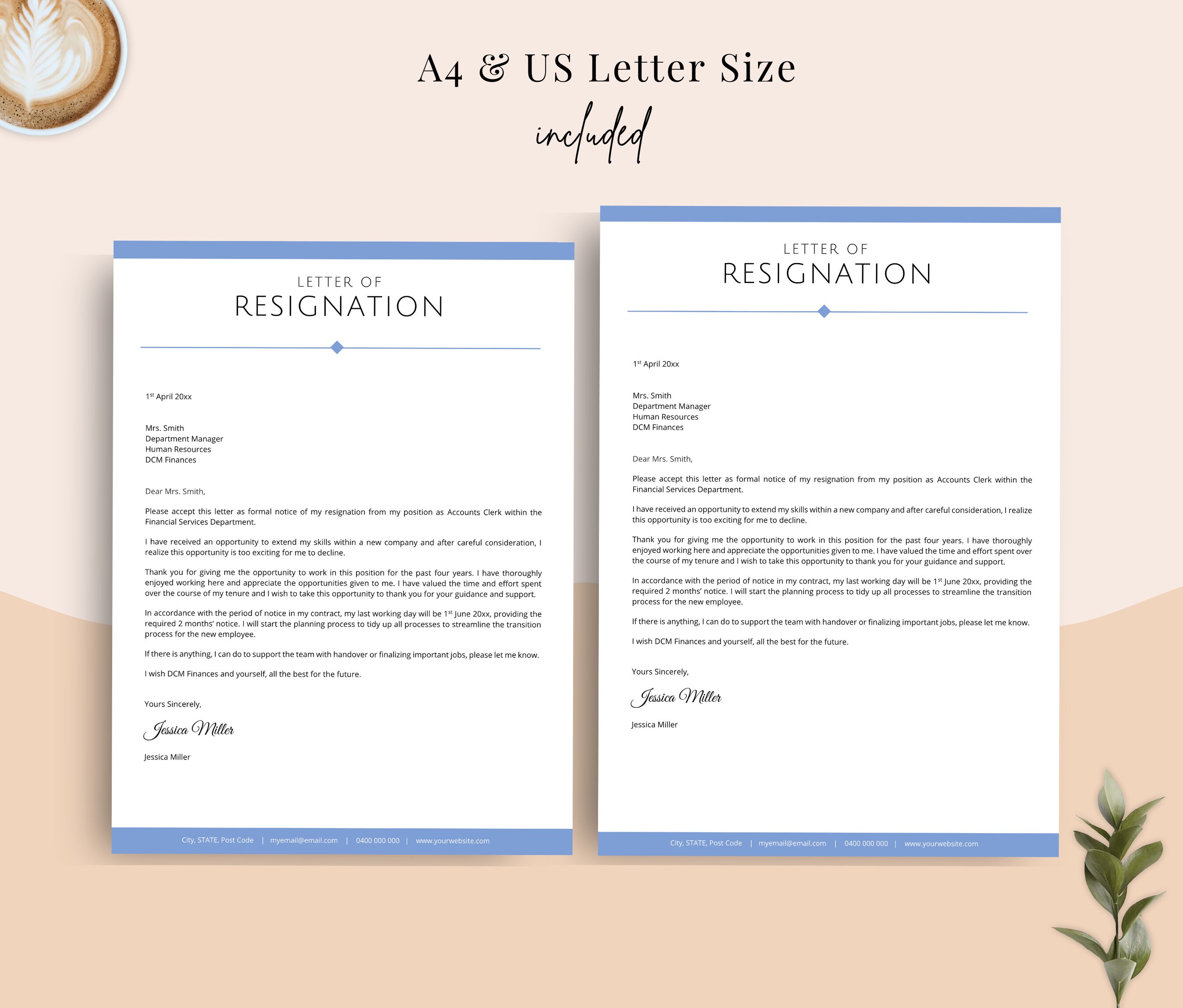 Letter of Resignation, Resignation Letter Template, Microsoft Word and ...