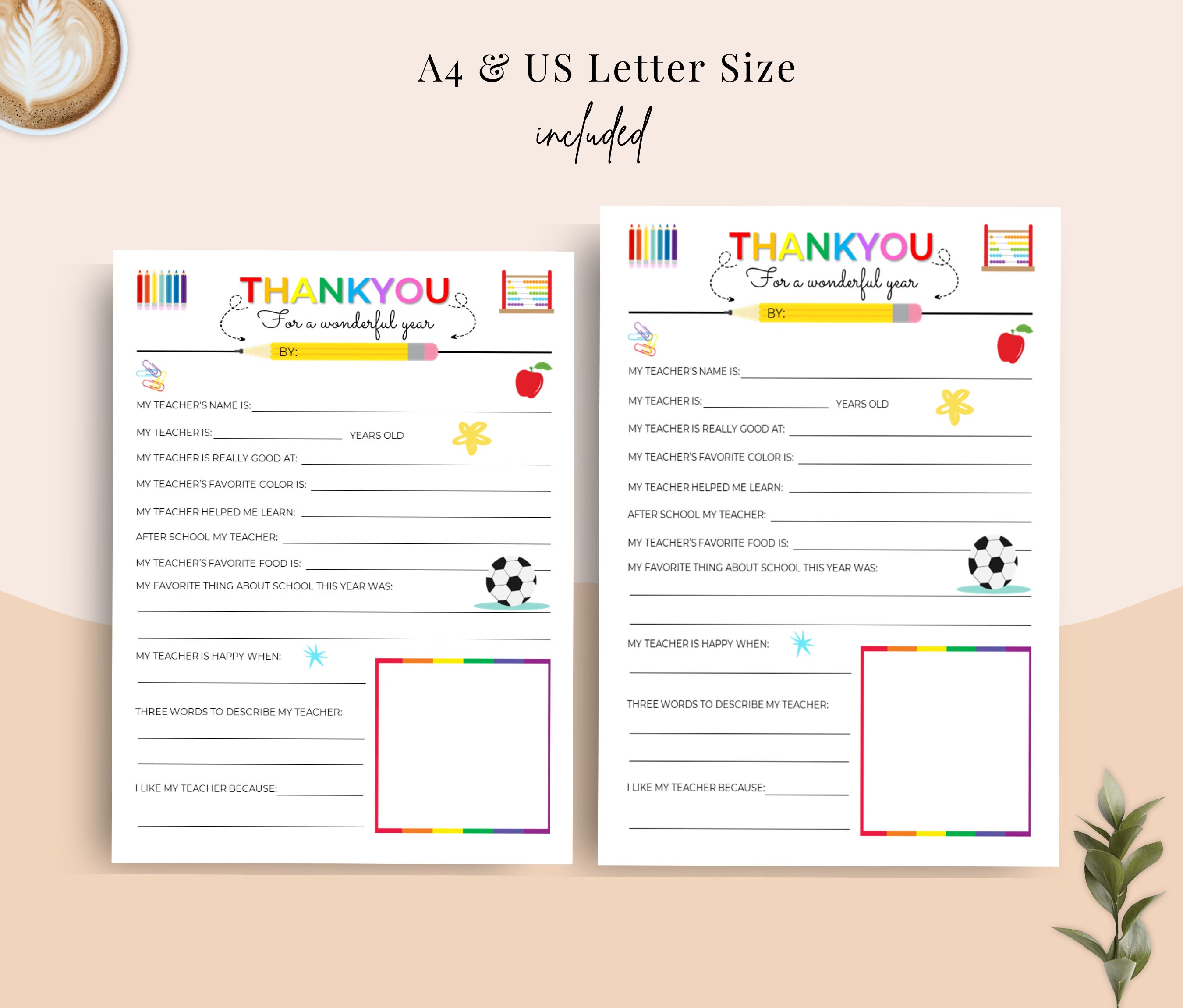 All About My Teacher Printable, Teacher Appreciation Week Template ...