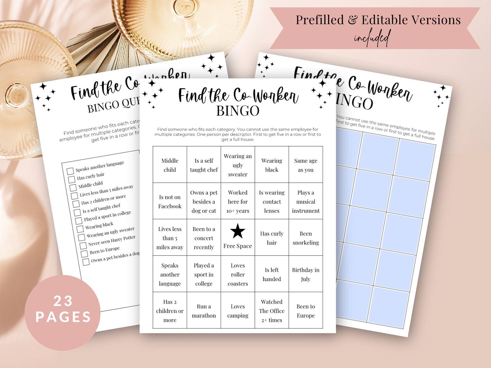 Employee Bingo, Find the Co-worker Bingo, Editable Bingo Card Template ...