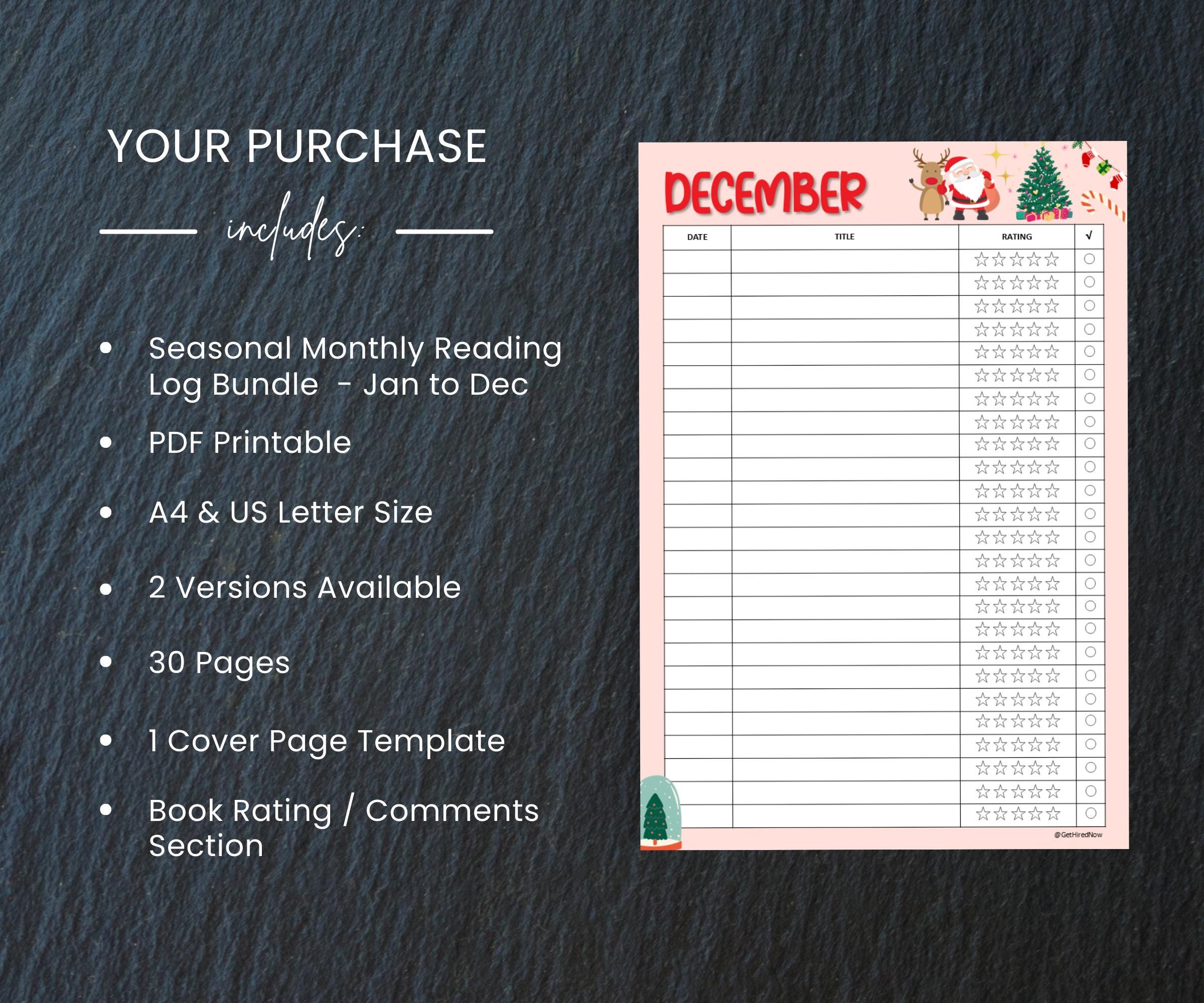 Reading Log Book, Reading Log Printable, Monthly Reading Log, Reading ...