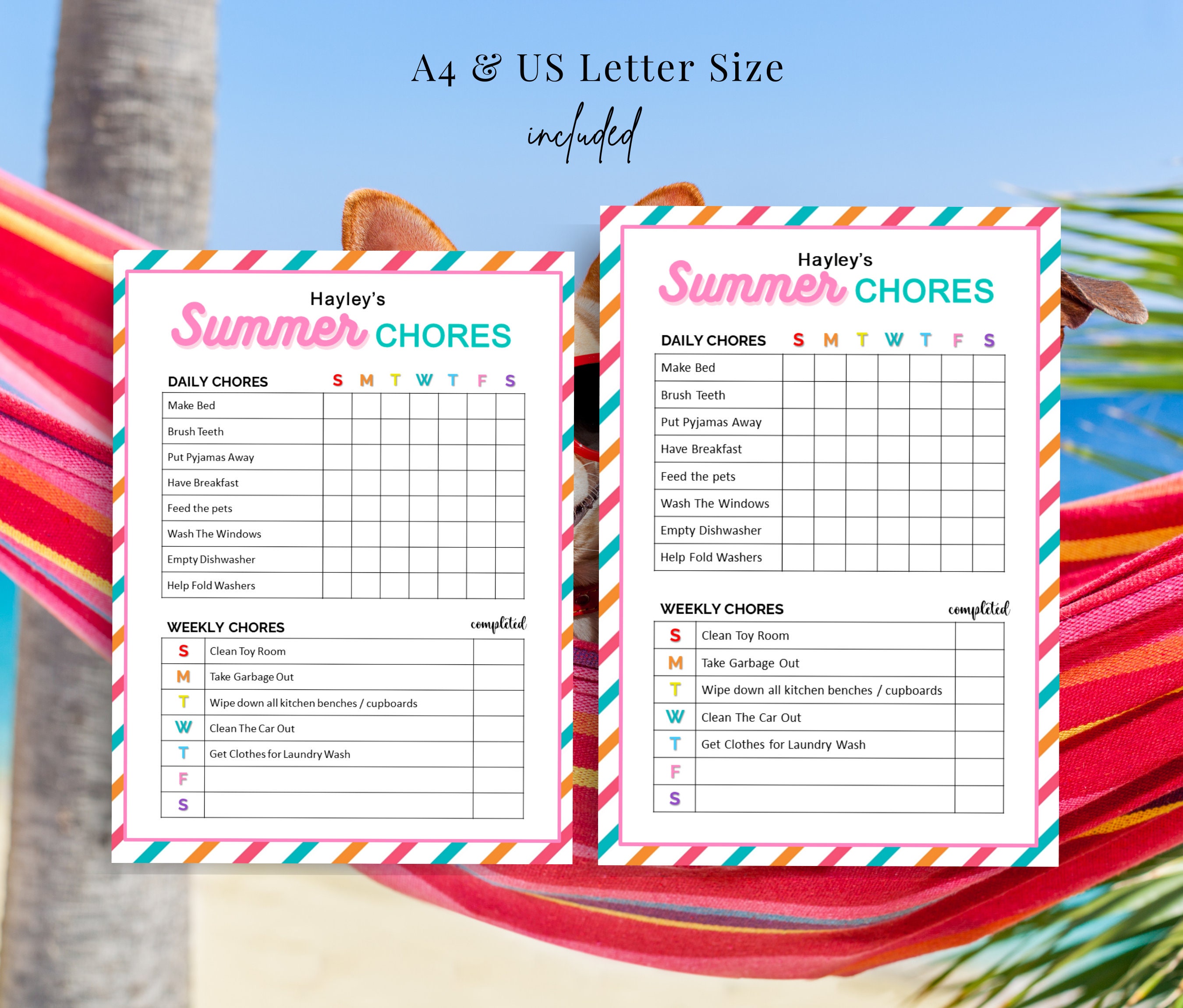 Summer Chore Chart, Summer Checklist, Chore Chart for Kids, Chore List ...