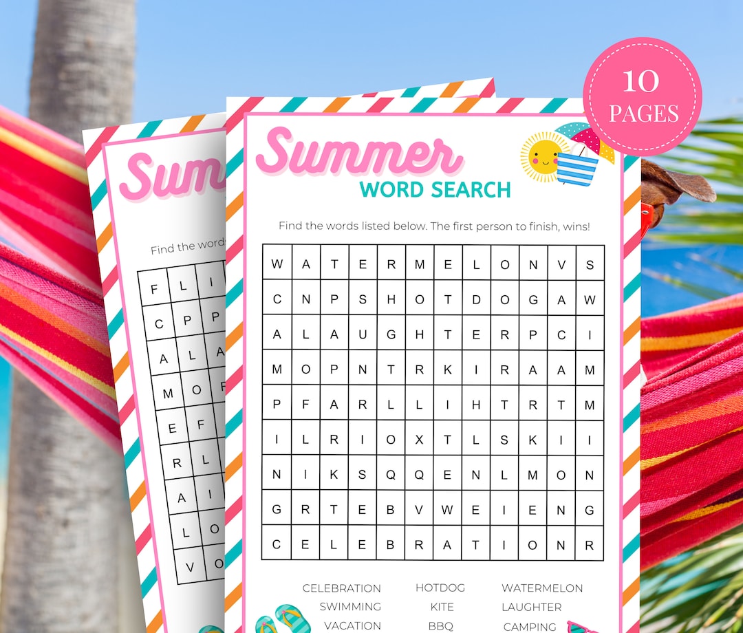 Summer Word Search Printable, Summer Word Puzzle, Summer Activities for ...