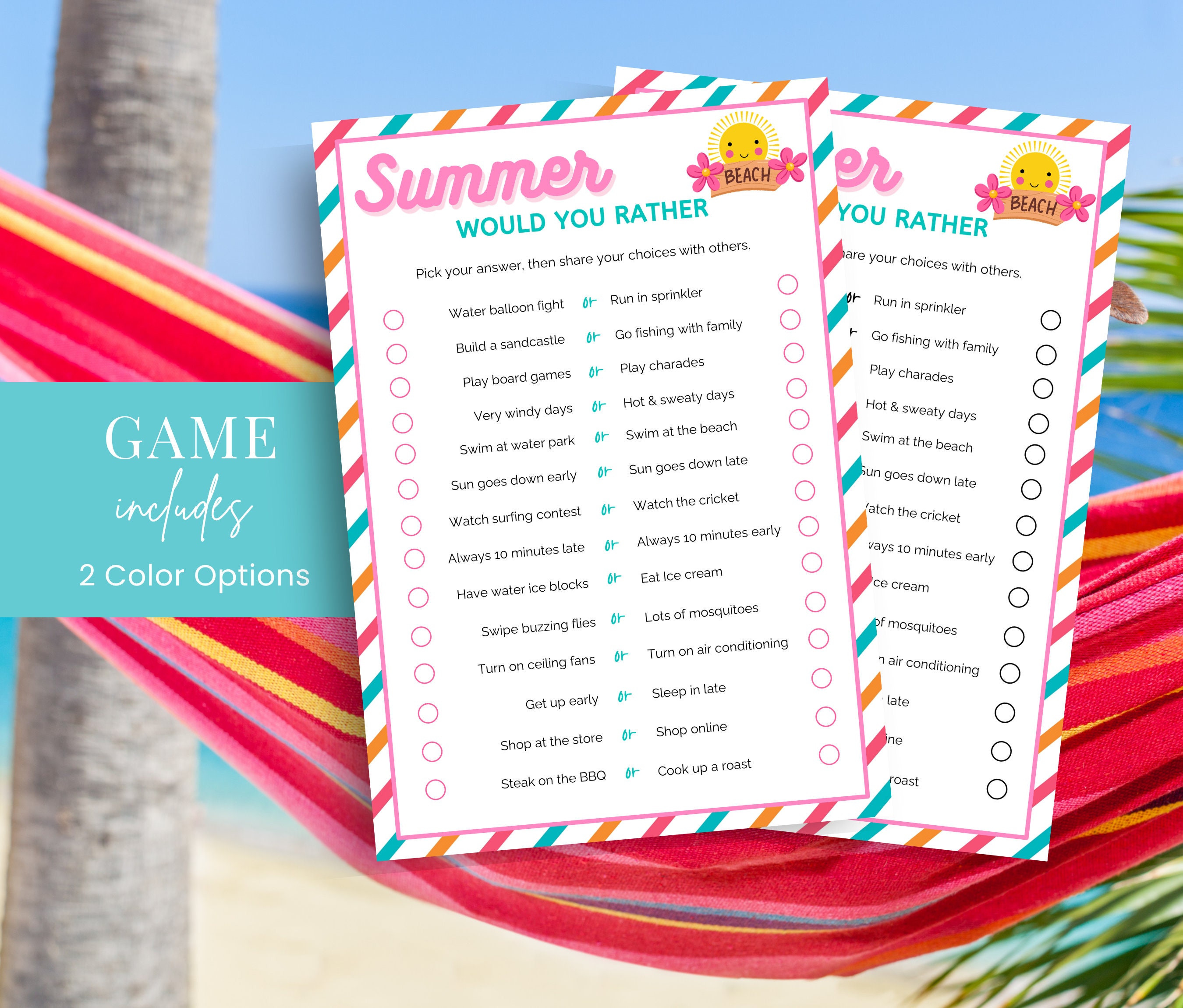 Summer Would You Rather, Summer Activity Printable, Would You Rather ...