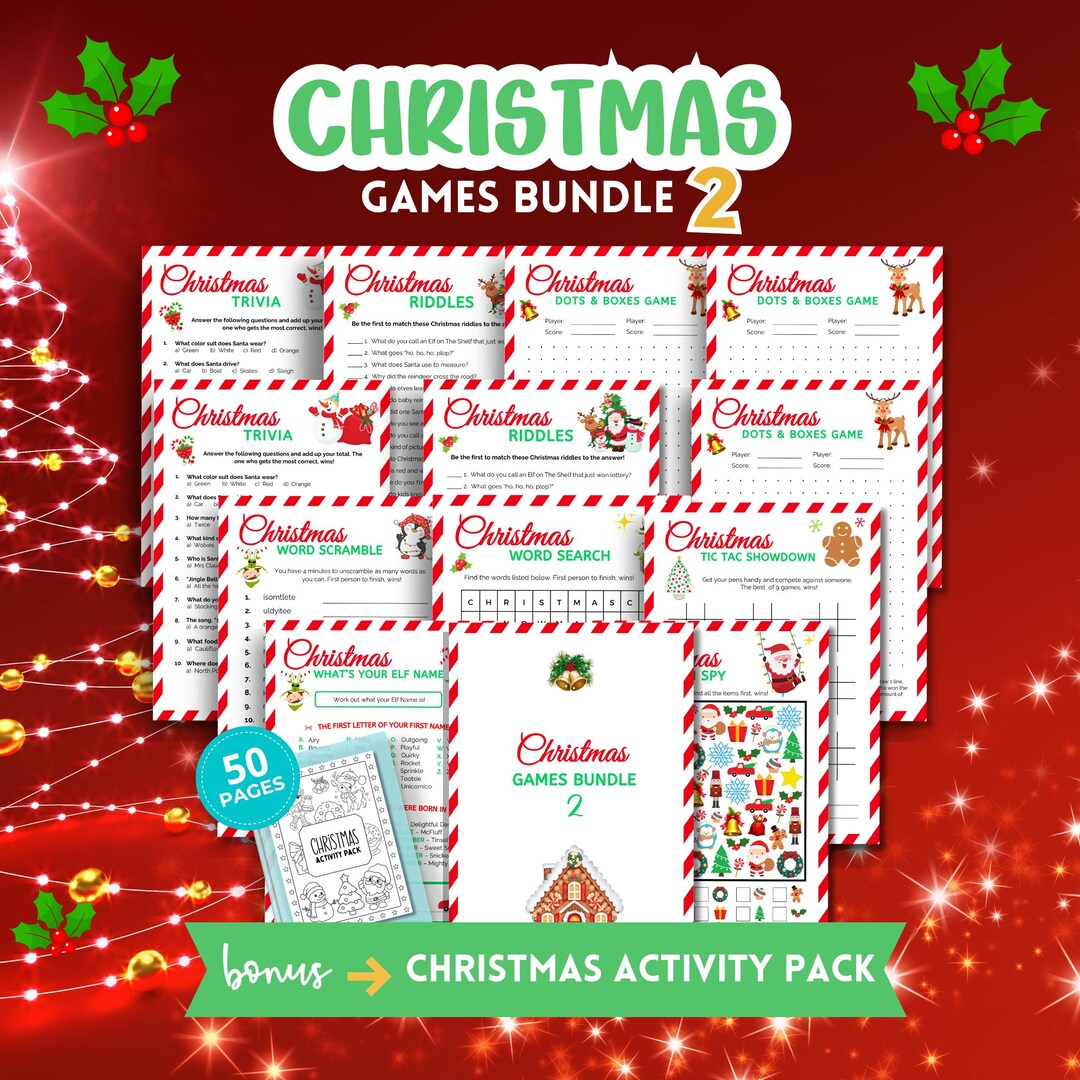 Christmas Game Bundle Christmas Printable Games for Kids, Christmas ...