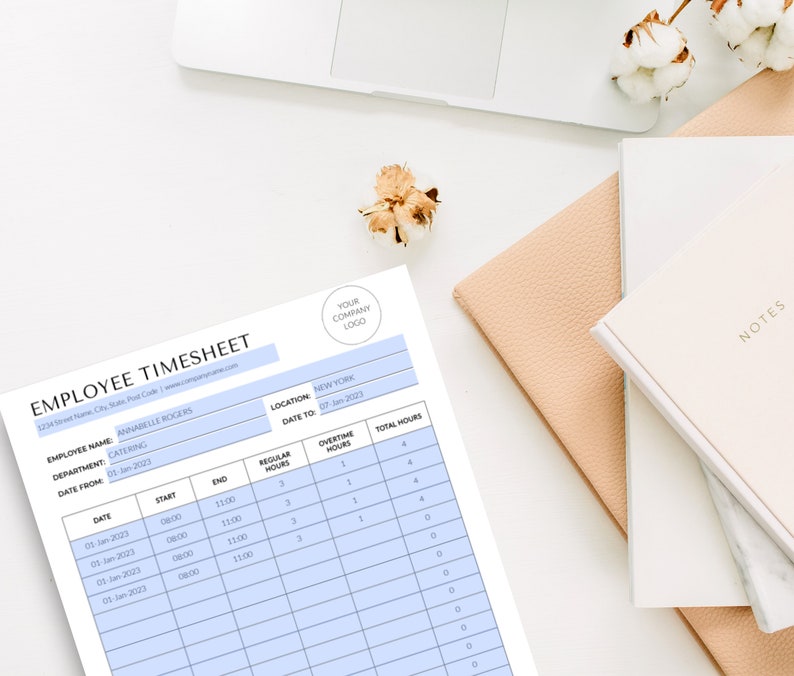 Employee Timesheet, Editable Timesheet, Time Card, Time Tracker ...