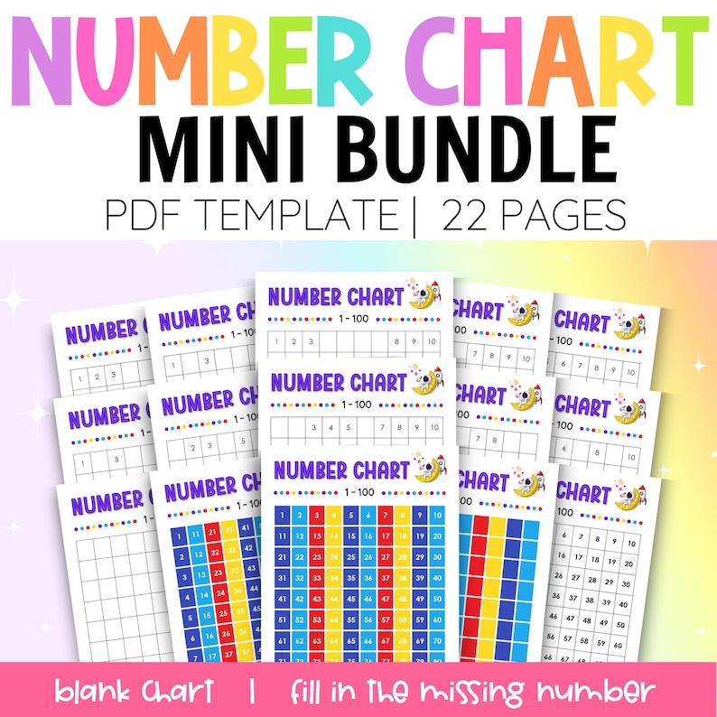 Hundreds Chart, Printable Number Chart, Numbers 1 - 100 Poster, Count ...