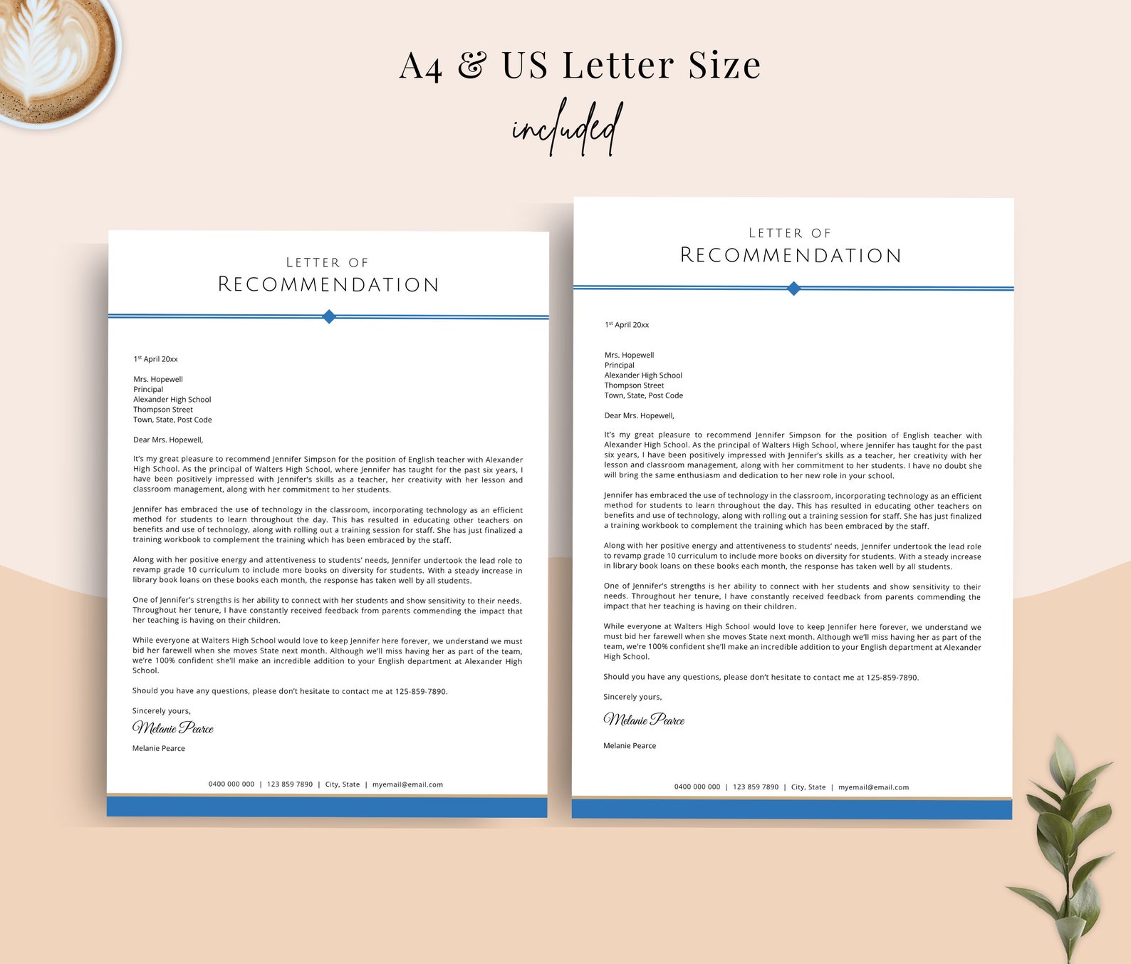 Letter of Recommendation Template, Reference Letter for a Teacher, MS ...