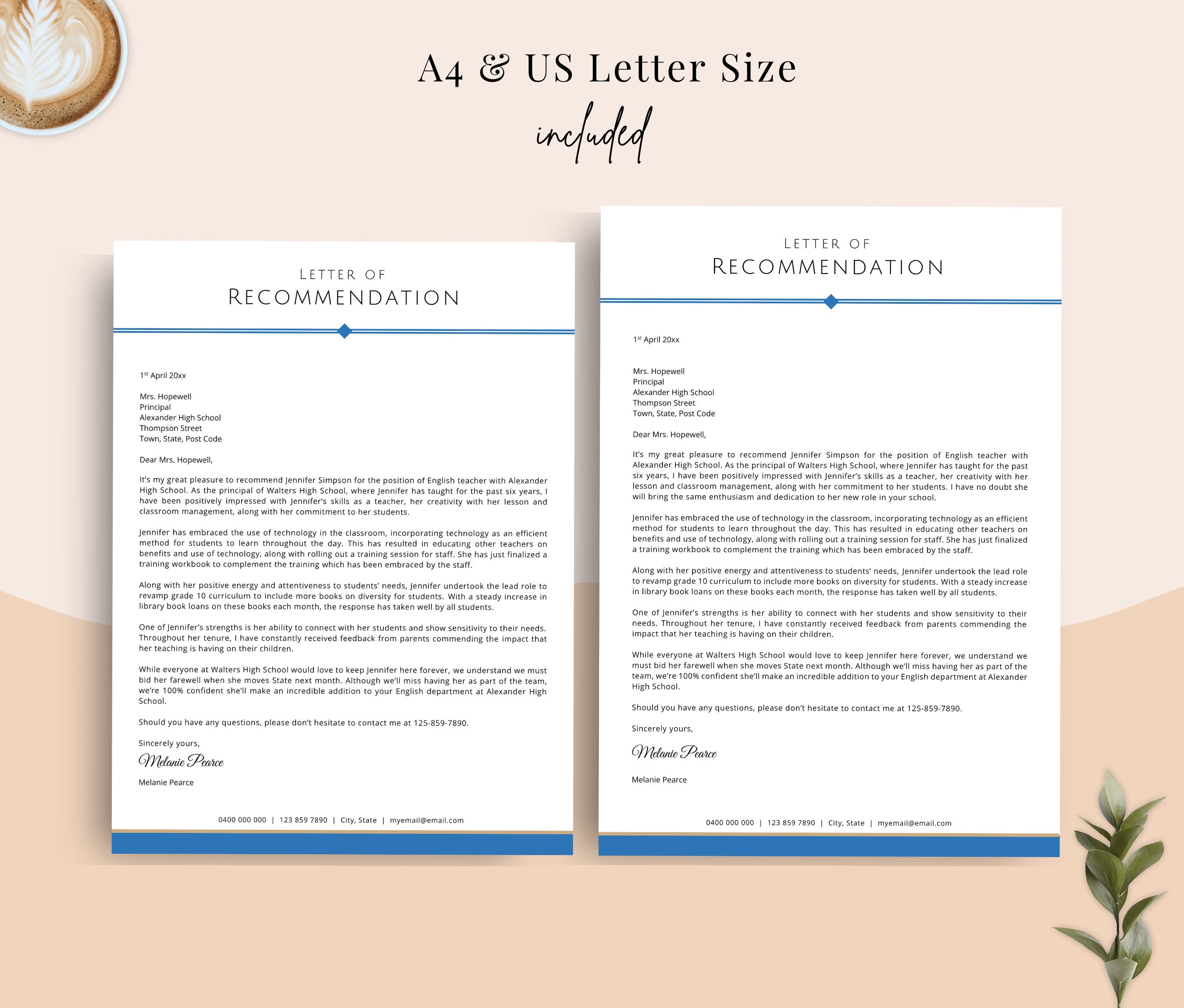 Letter of Recommendation Template, Reference Letter for a Teacher, MS ...