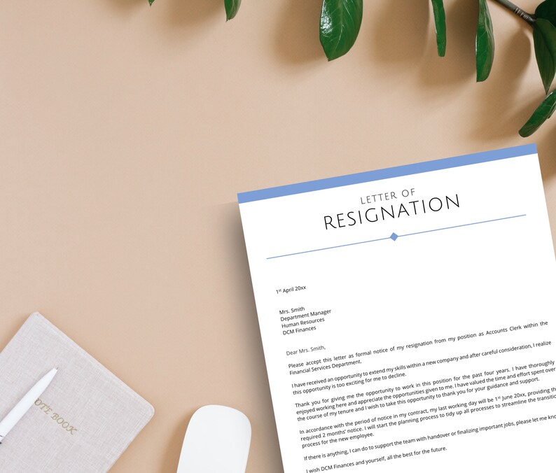Letter of Resignation, Resignation Letter Template, Microsoft Word and ...