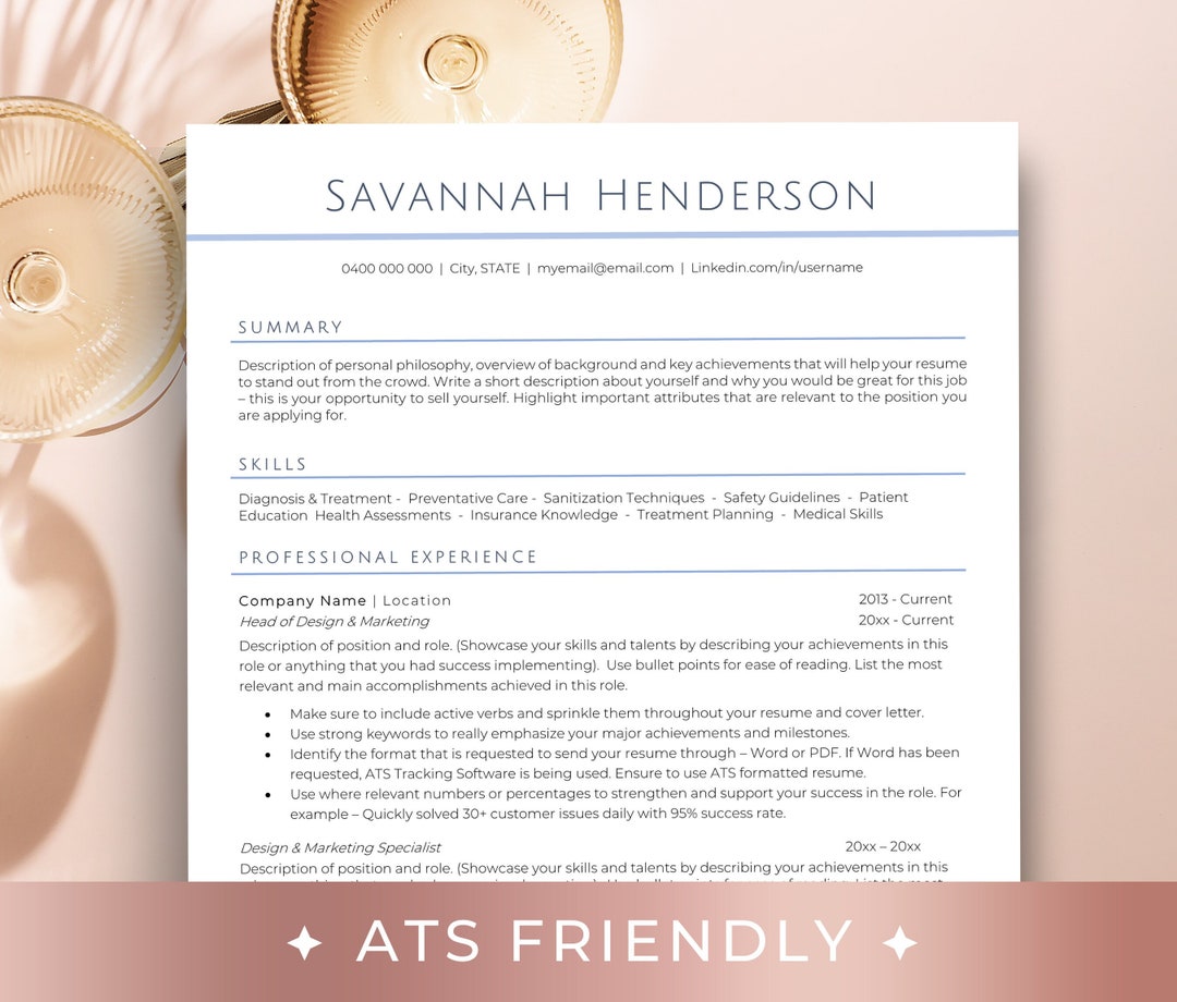 ATS Friendly Resume, Resume Template Word ATS Apple Pages Resume ...