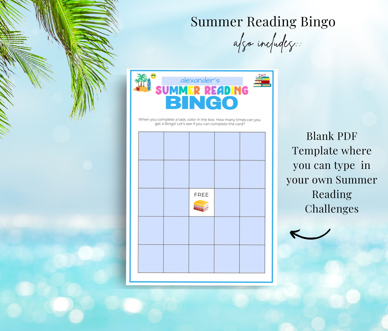 Reading Challenge for the Summer, Kids Reading Bingo, Summer Reading ...