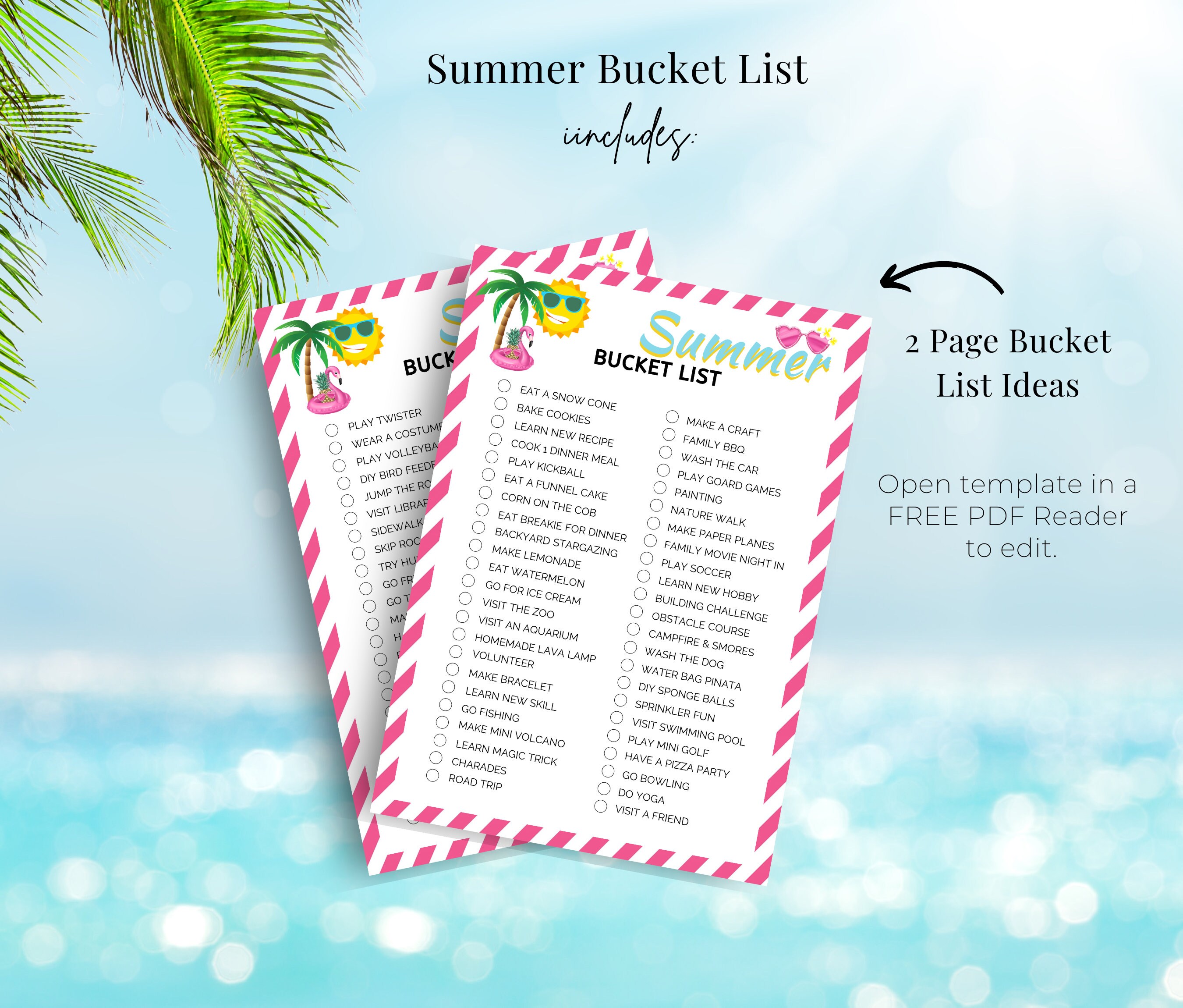 Summer Bucket List Printable Summer to Do List, Fun Summer Activity ...