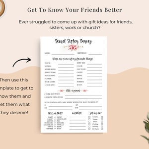 Secret Sister Questionnaire Get to Know You Template Secret Sister ...