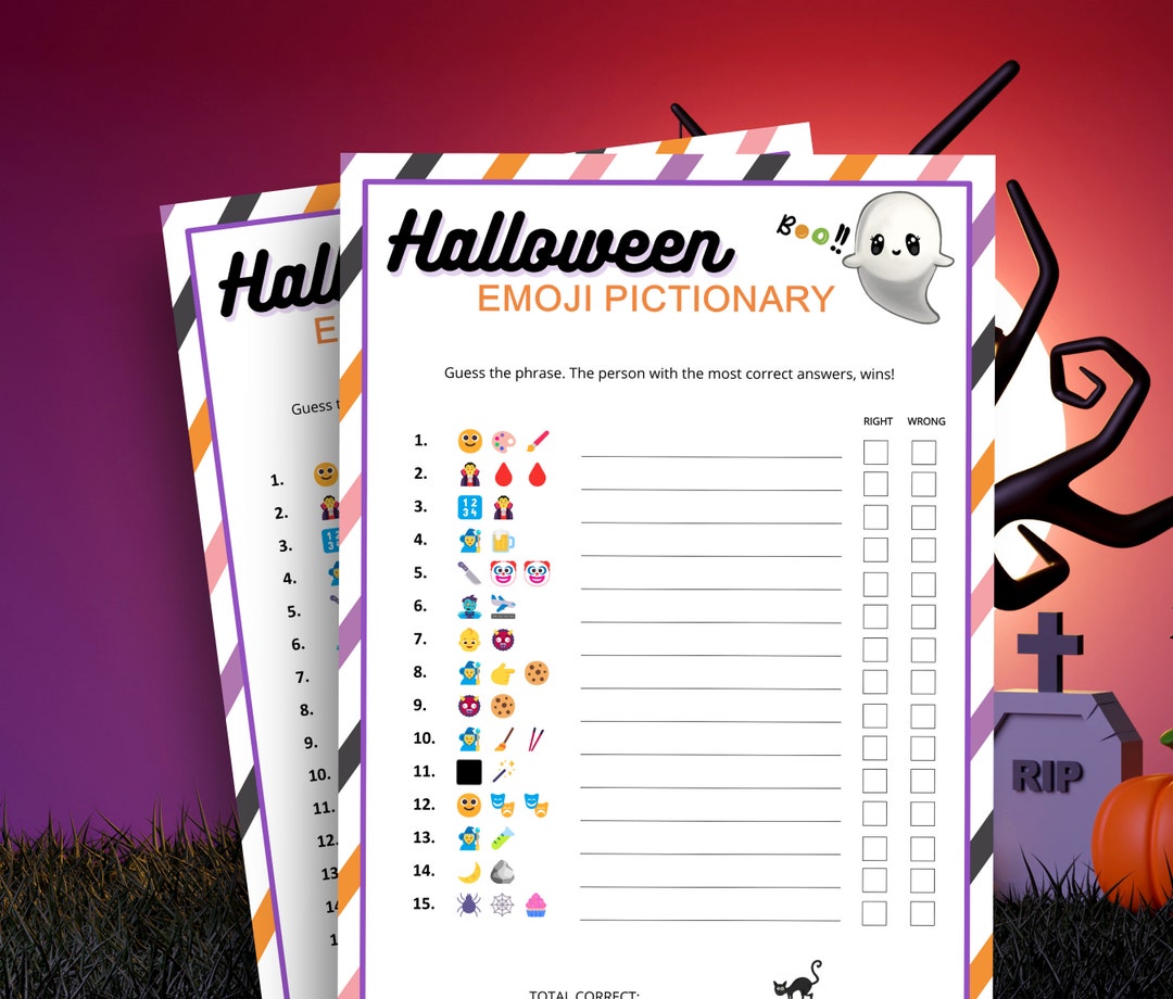 Halloween Emoji Pictionary Games, Halloween Party Game, Emoji Games ...