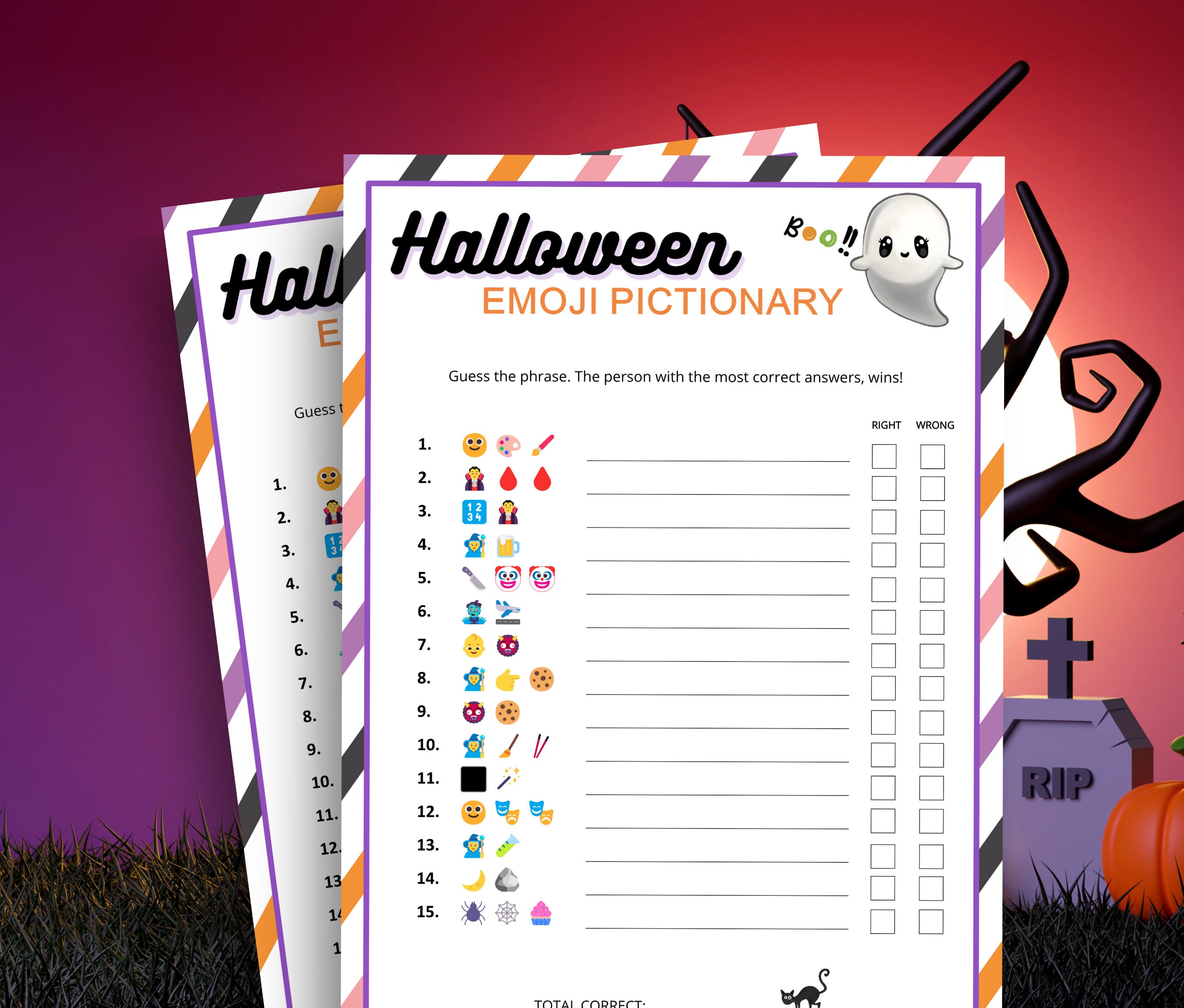 Halloween Emoji Pictionary Games, Halloween Party Game, Emoji Games ...