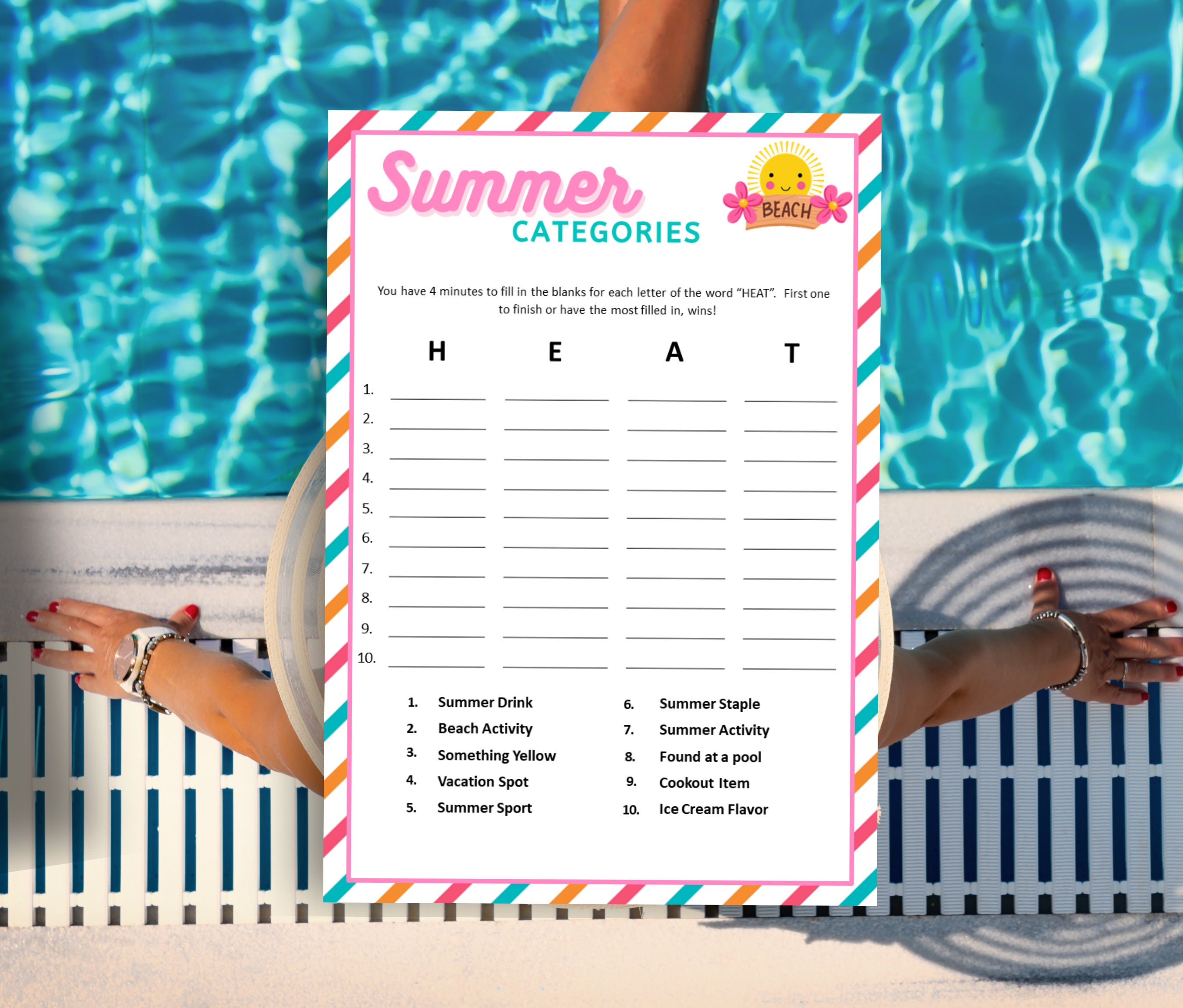Summer Scattergories Game, Summer Party Game, Summer Word Game, Fun ...