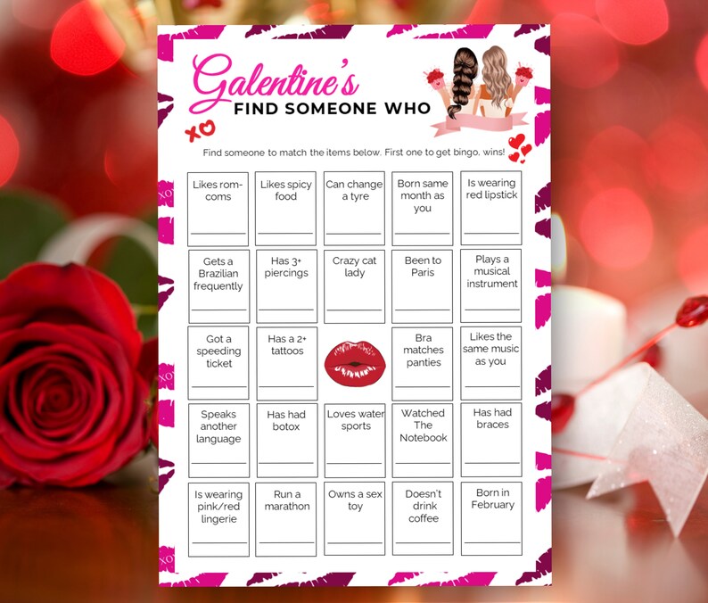 Find Someone Who Game Galentine's Day Bingo, Fun Valentine's Day ...