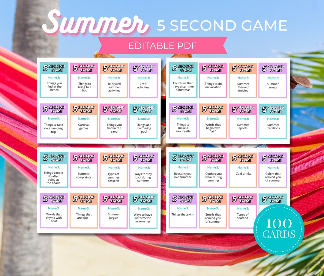 Summer Games, 5 Second Game, Summer Party Games for Kids, Adult Party ...