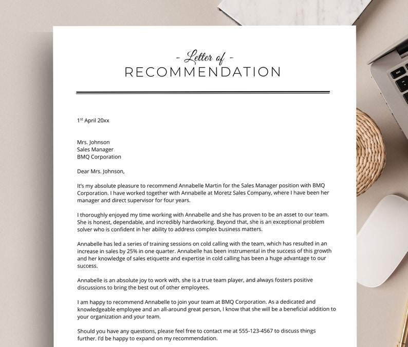 Letter of Recommendation Template, Recommendation Letter MS Word ...