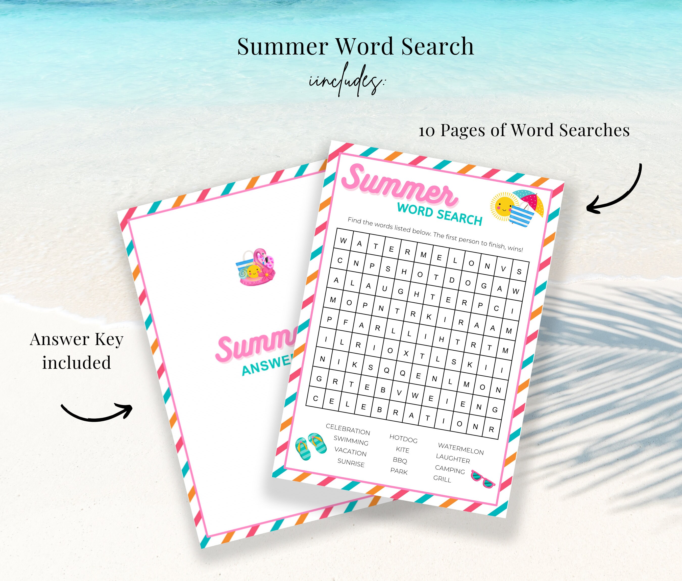 Summer Word Search Printable, Summer Word Puzzle, Summer Activities for ...