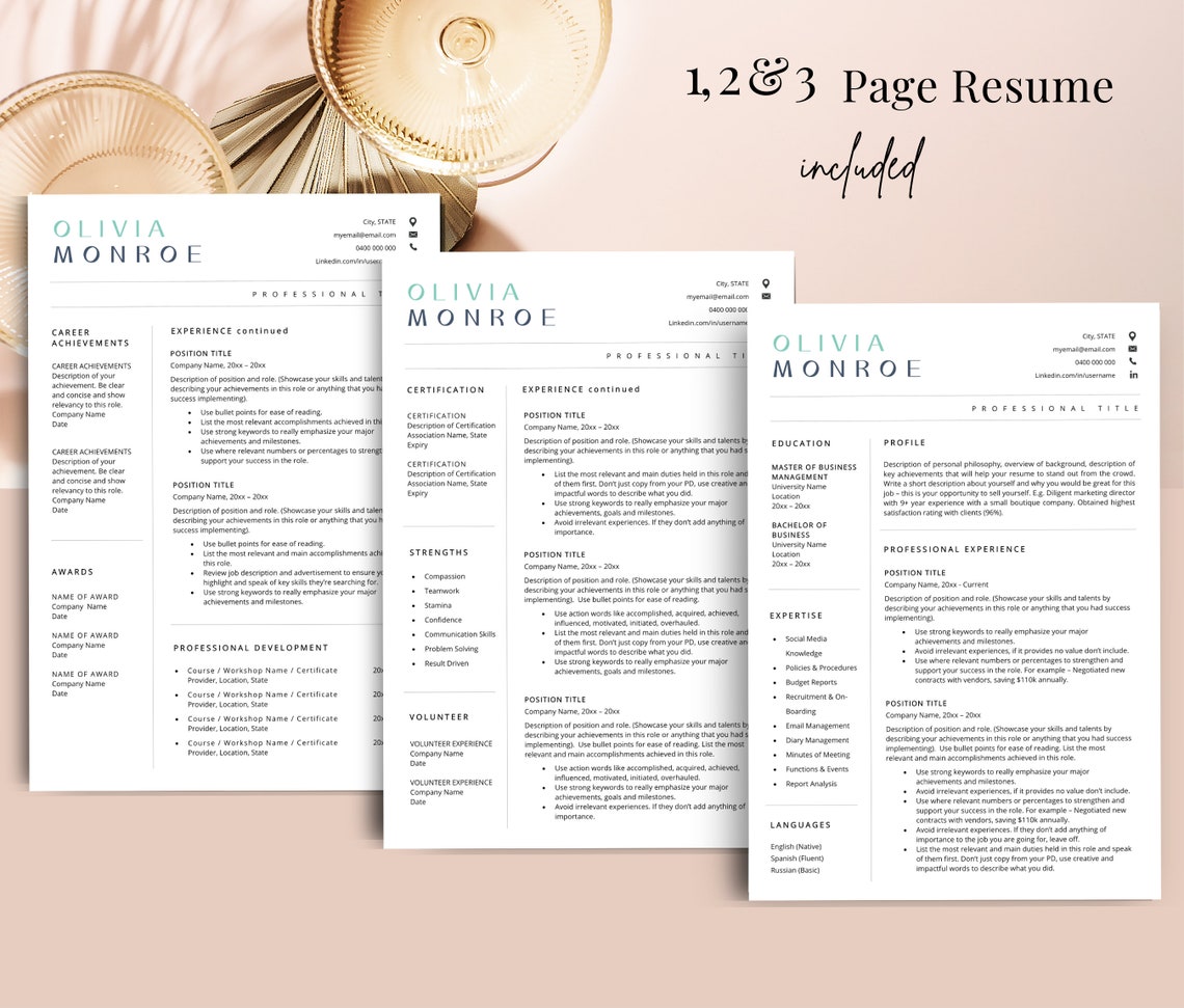 Teacher Resume Template for Word, Teacher CV Template, Elementary ...