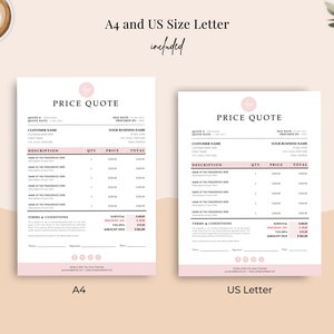 Quote Template, Editable Quotation Template, Quote Form, Small Business ...