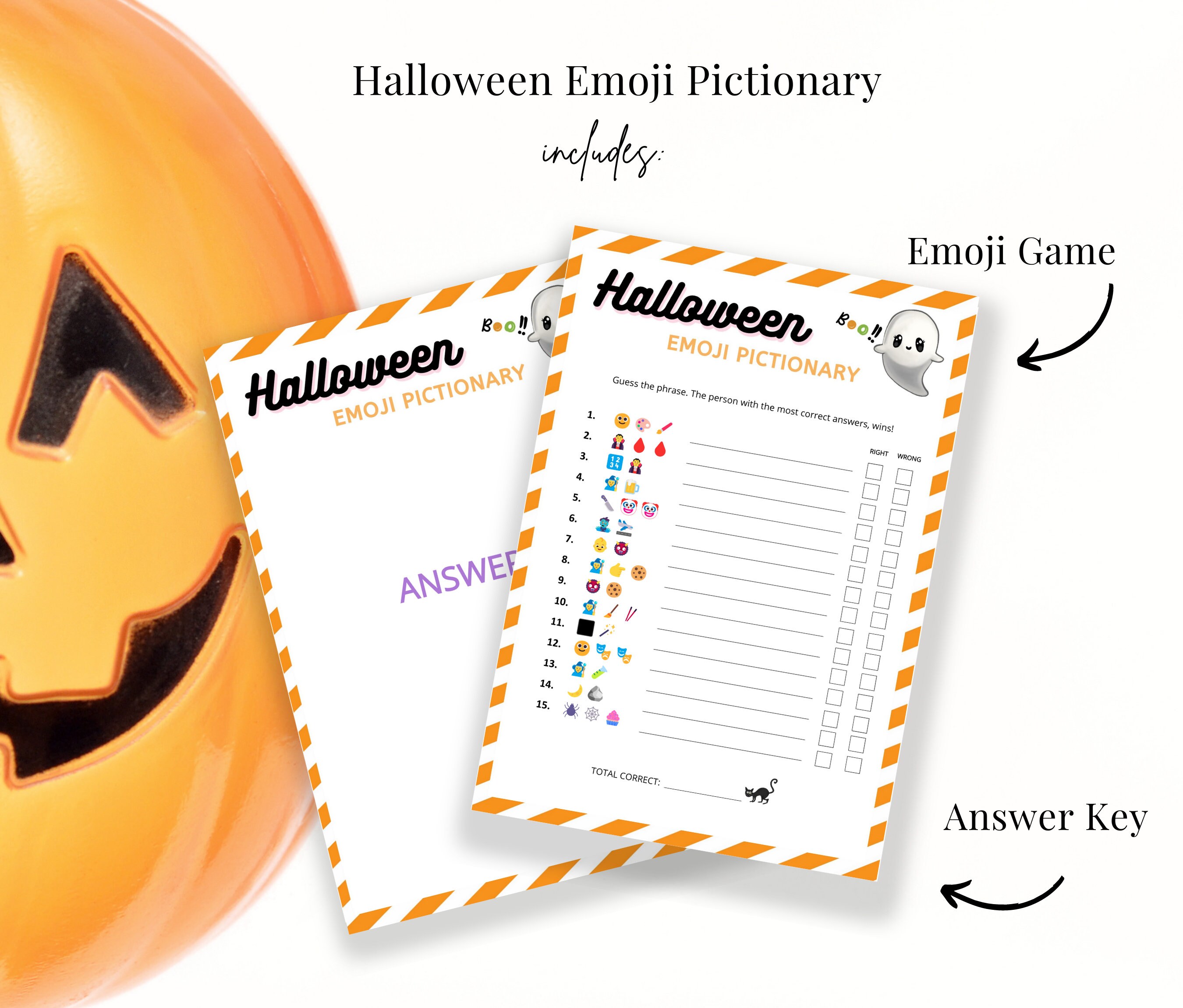 Halloween Emoji Pictionary, Halloween Emoji Game, Halloween Printable ...