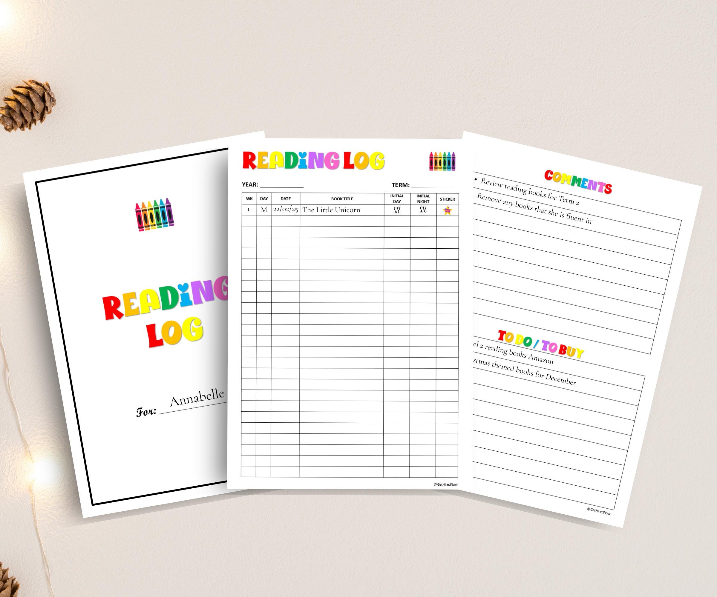 Kids Reading Tracker, Printable Reading Log, Homeschool Reading Log ...