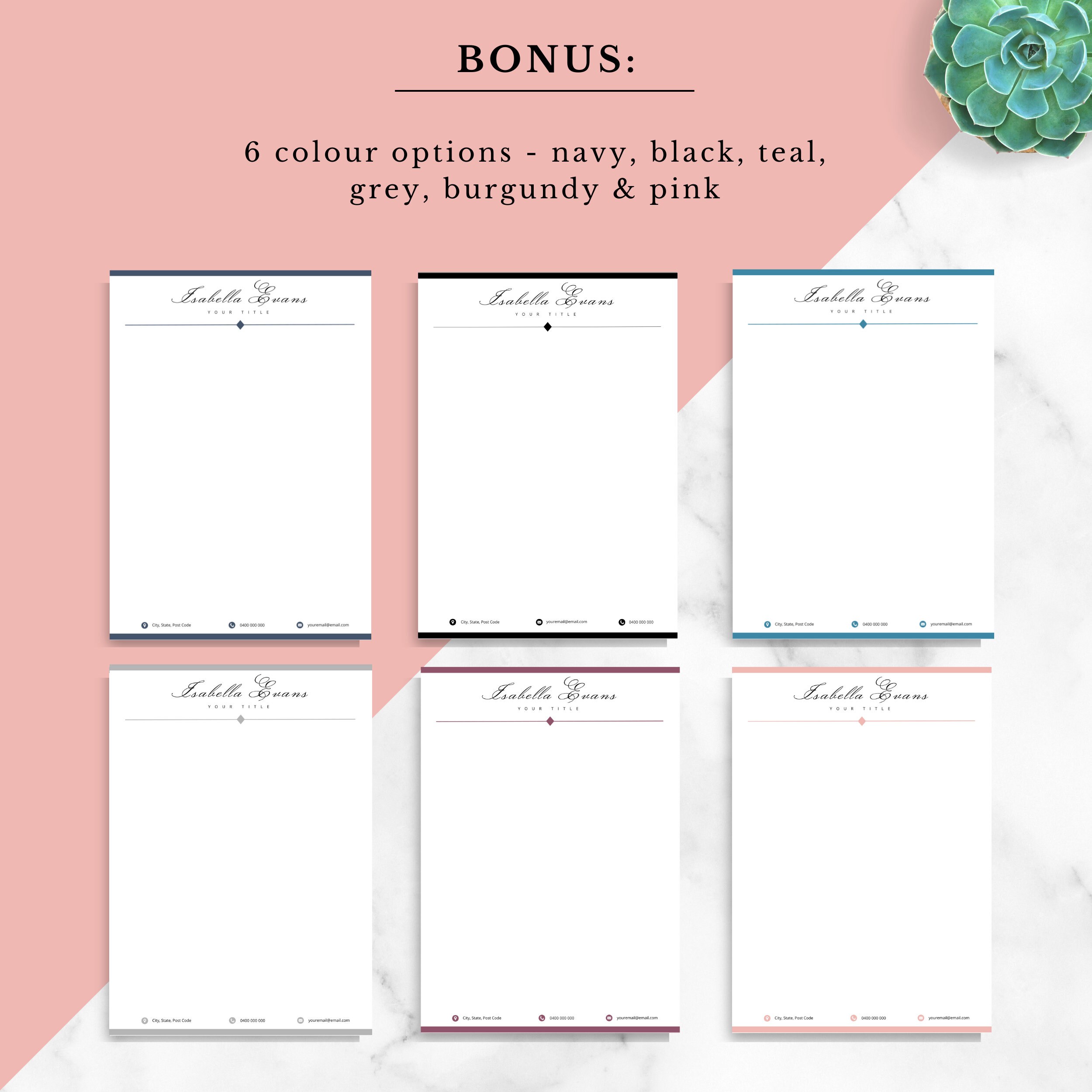 Personal Letterhead Template for Word Business Letterhead - Etsy