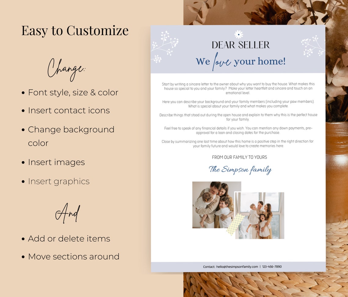 Home Offer Letter Template, We Love Your Home, Dear Seller, Letter to ...