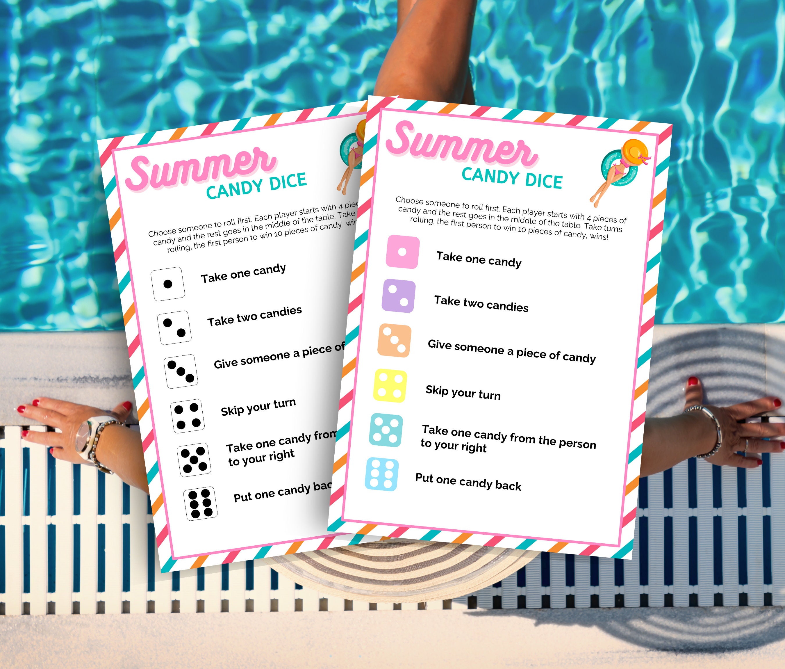 Summer Candy Dice Game, Printable Summer Game, Summer Party Games, Pool ...