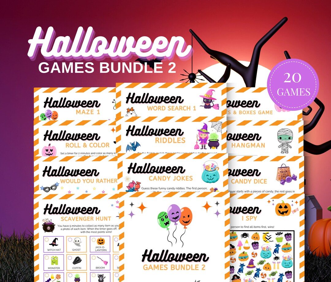 Halloween Game Bundle, Printable Halloween Games for Kids and Adults ...